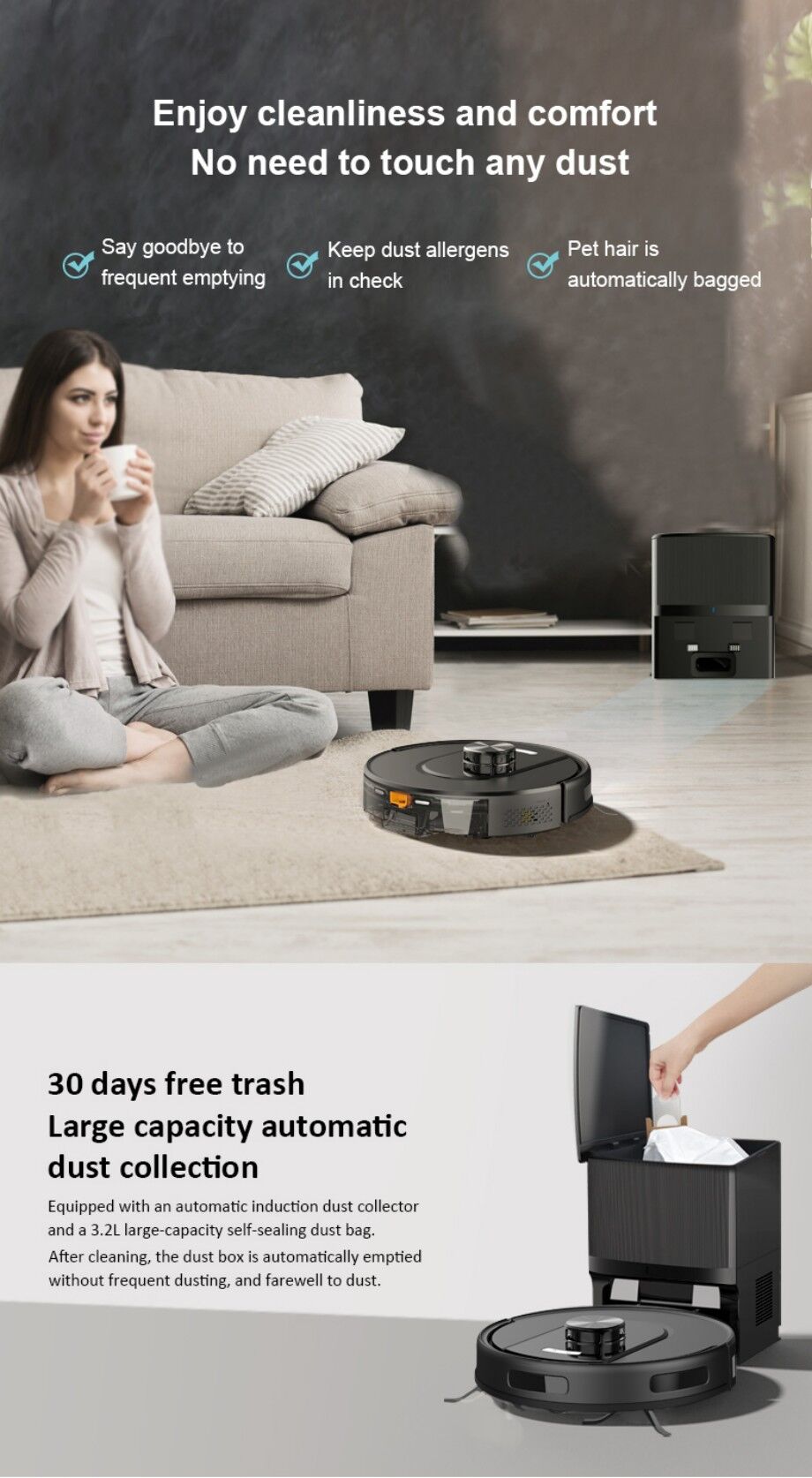Oem/odm Robot Vacuum Cleaner With 3000pa Suction, Brushless Motor, And ...