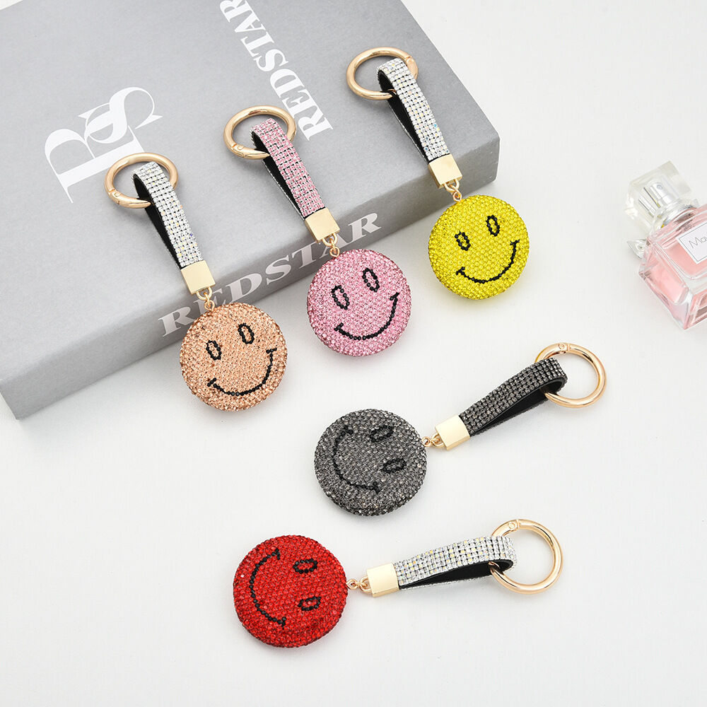Cute Smiley Face Keychain, Exquisite Micro Inlaid With Diamond Keychain ...