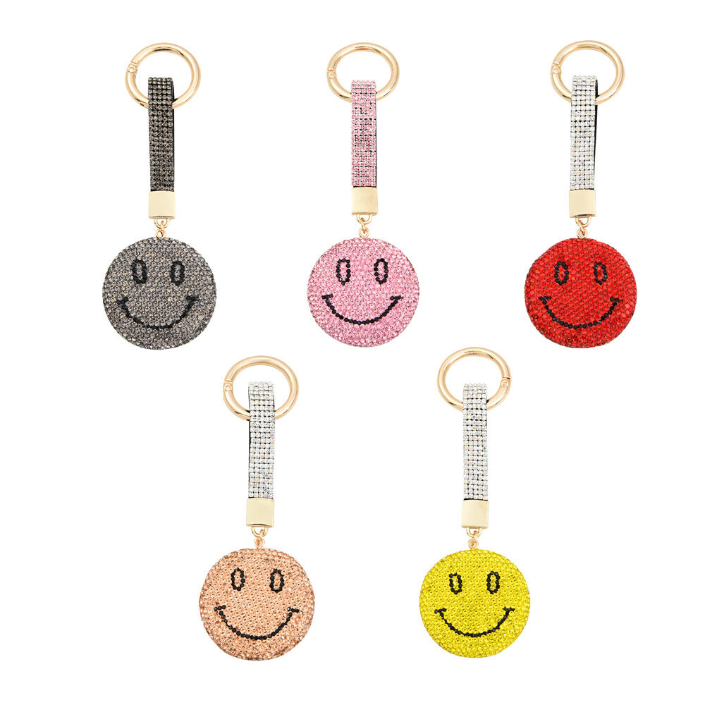 Cute Smiley Face Keychain, Exquisite Micro Inlaid With Diamond Keychain ...