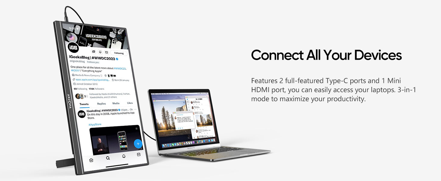 Arzopa A1m 17.3 Inch 1080p Ultra Slim Portable Gaming Gamer Usb Monitor ...