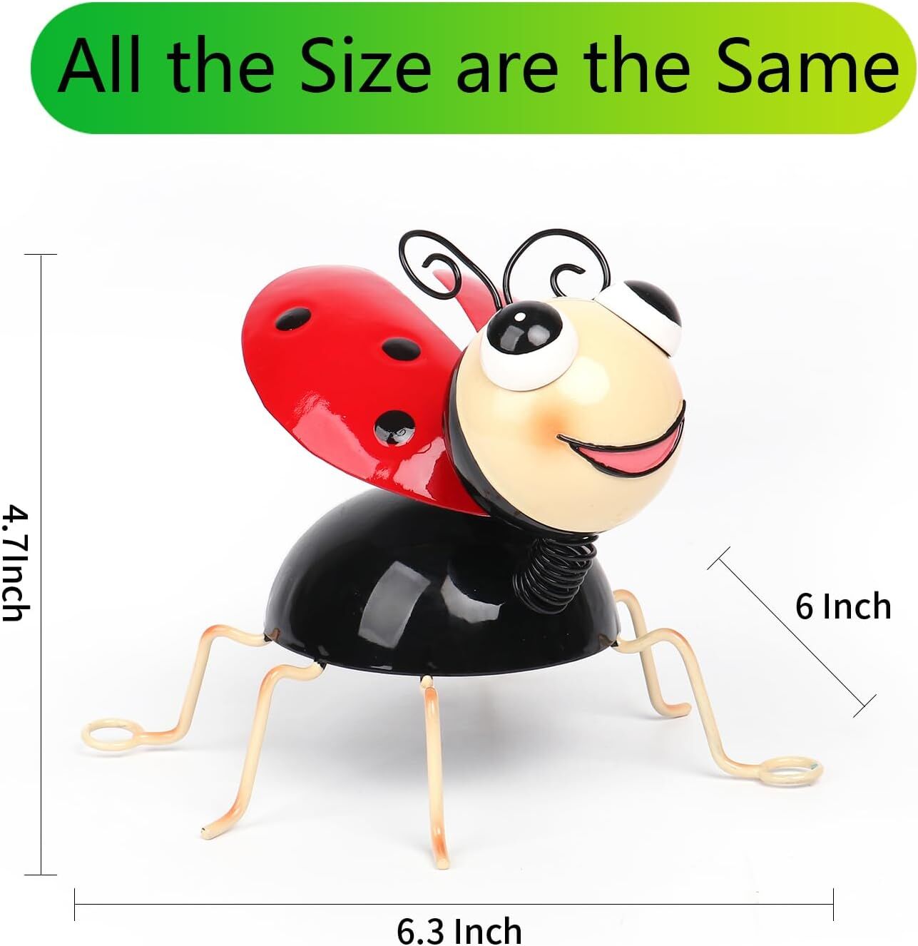 Metal Yard Art Garden Decor Outdoor Cute Green Ladybug Lawn Yard ...