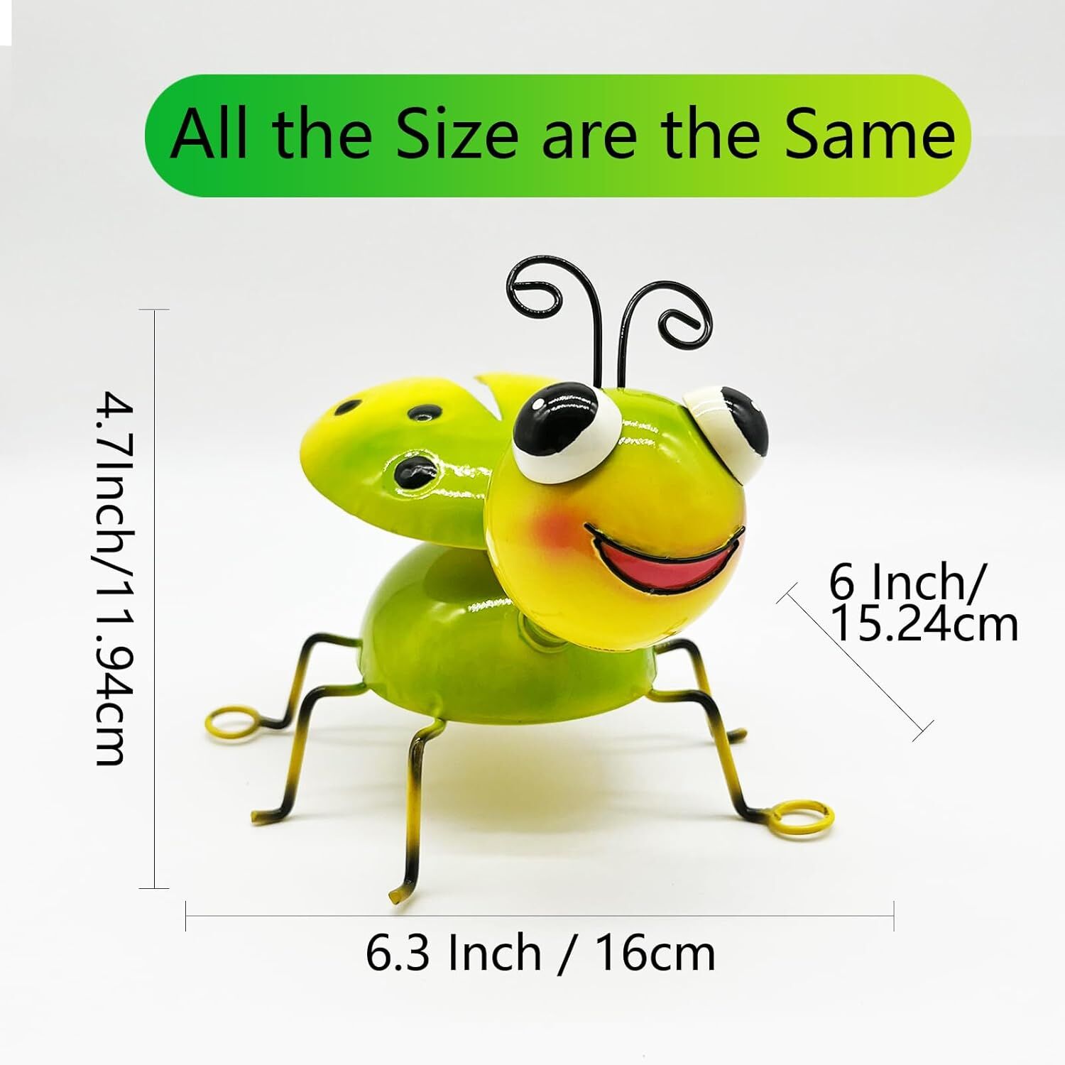 Metal Yard Art Garden Decor Outdoor Cute Green Ladybug Lawn Yard ...