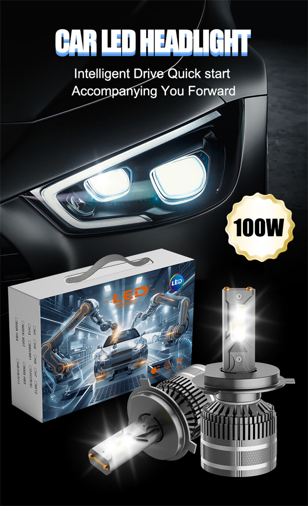 Buy China Wholesale Led Bombillo H7 H4 Auto Parts 9005 9006 100w 9-36v ...