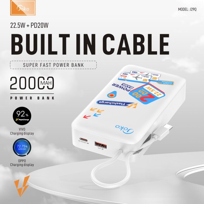 Joko Hot Selling Fancy Shape Design 20000mah Power Bank With Build-in ...