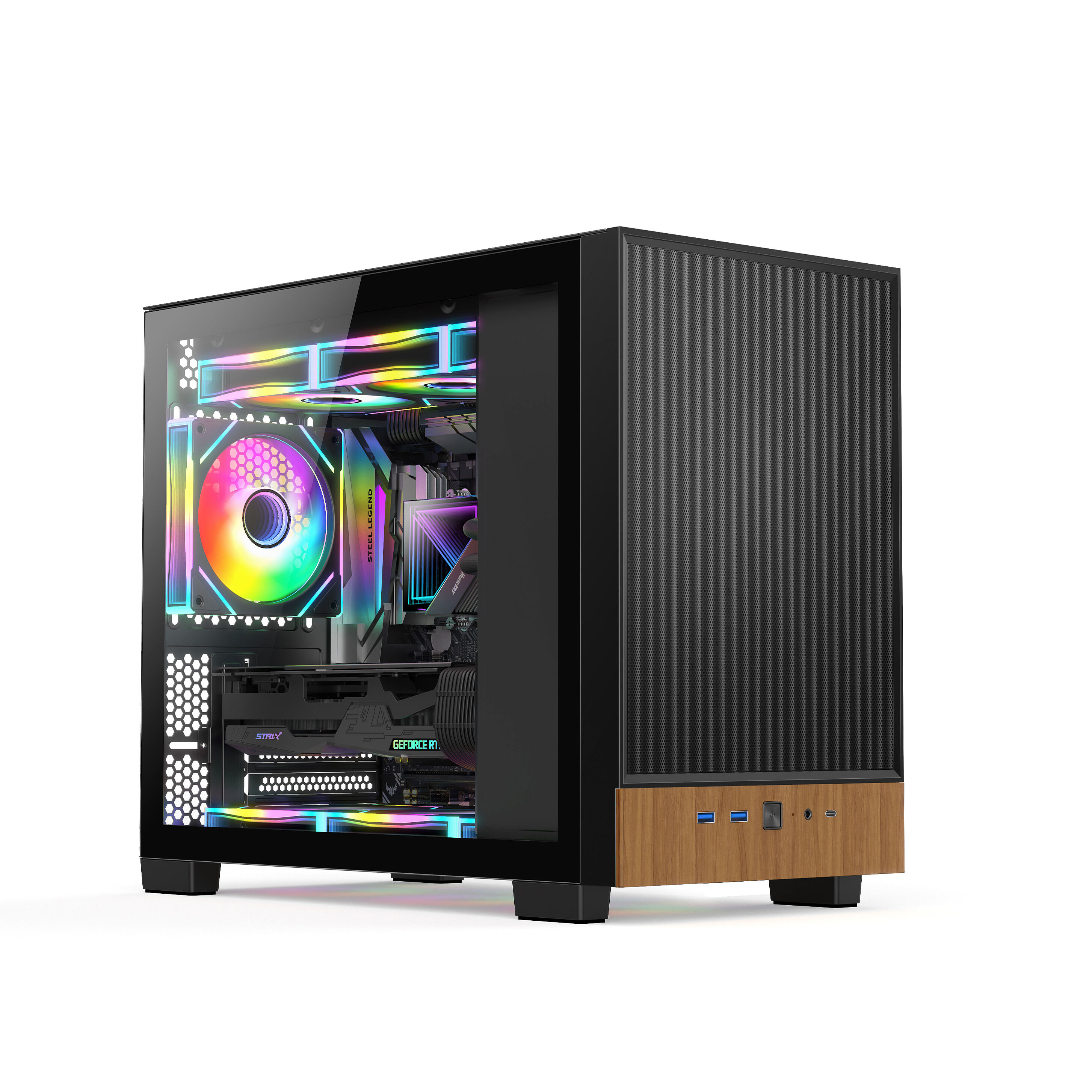 Ruix Matrix Black Micro-atx Gaming Case Mesh Panel Wooden Computer Case ...