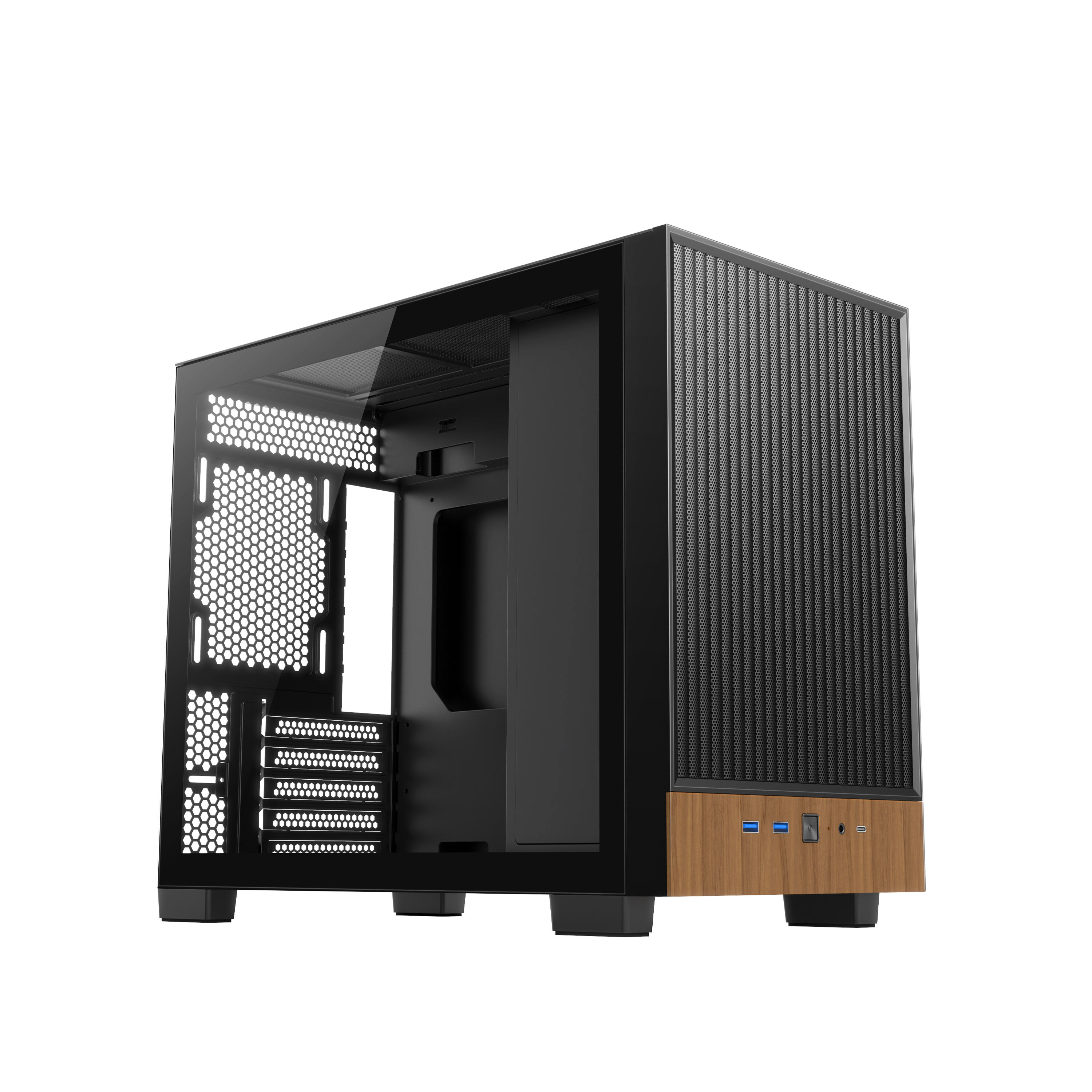 Ruix Matrix Black Micro-atx Gaming Case Mesh Panel Wooden Computer Case ...