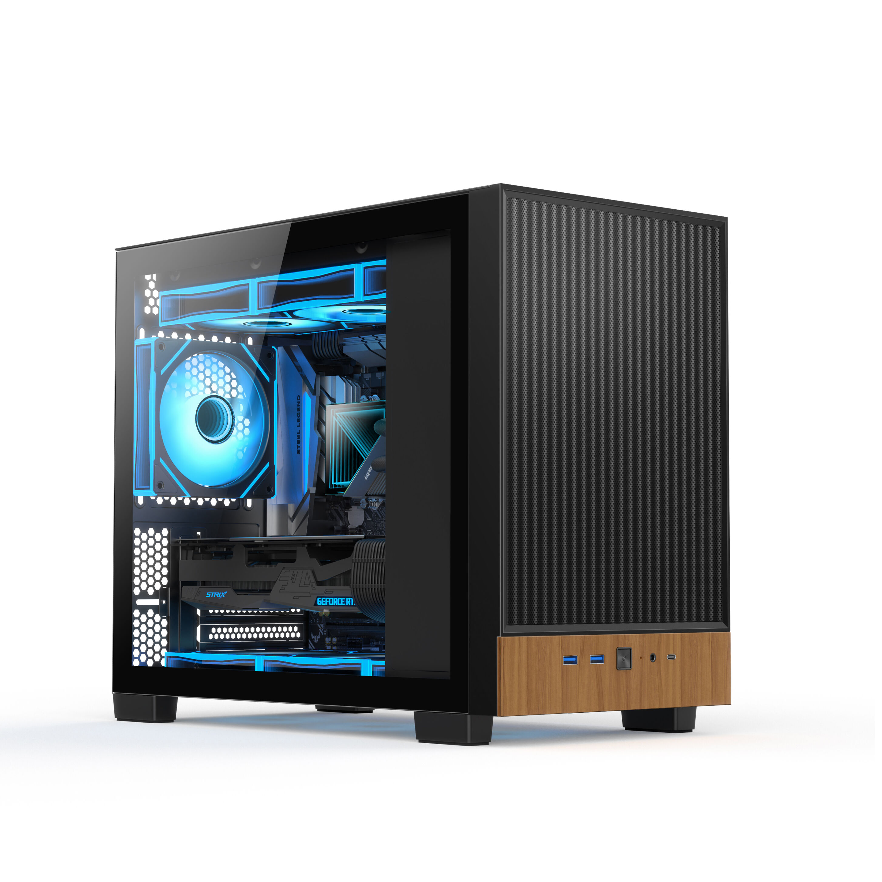 Ruix Matrix Black Micro-atx Gaming Case Mesh Panel Wooden Computer Case ...