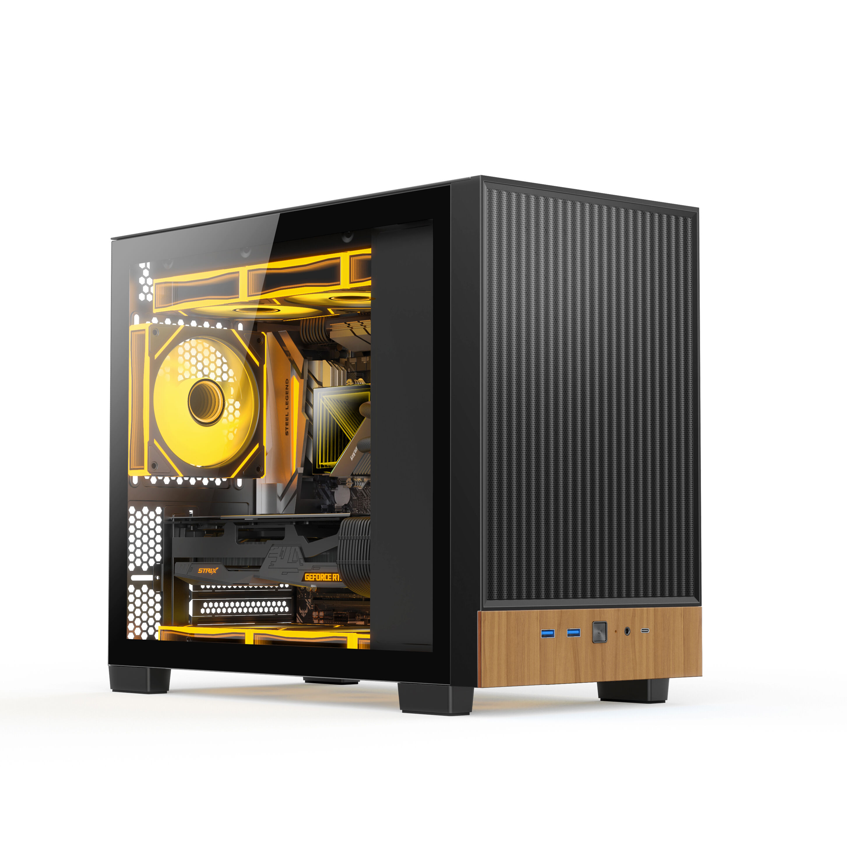 Ruix Matrix Black Micro-atx Gaming Case Mesh Panel Wooden Computer Case ...