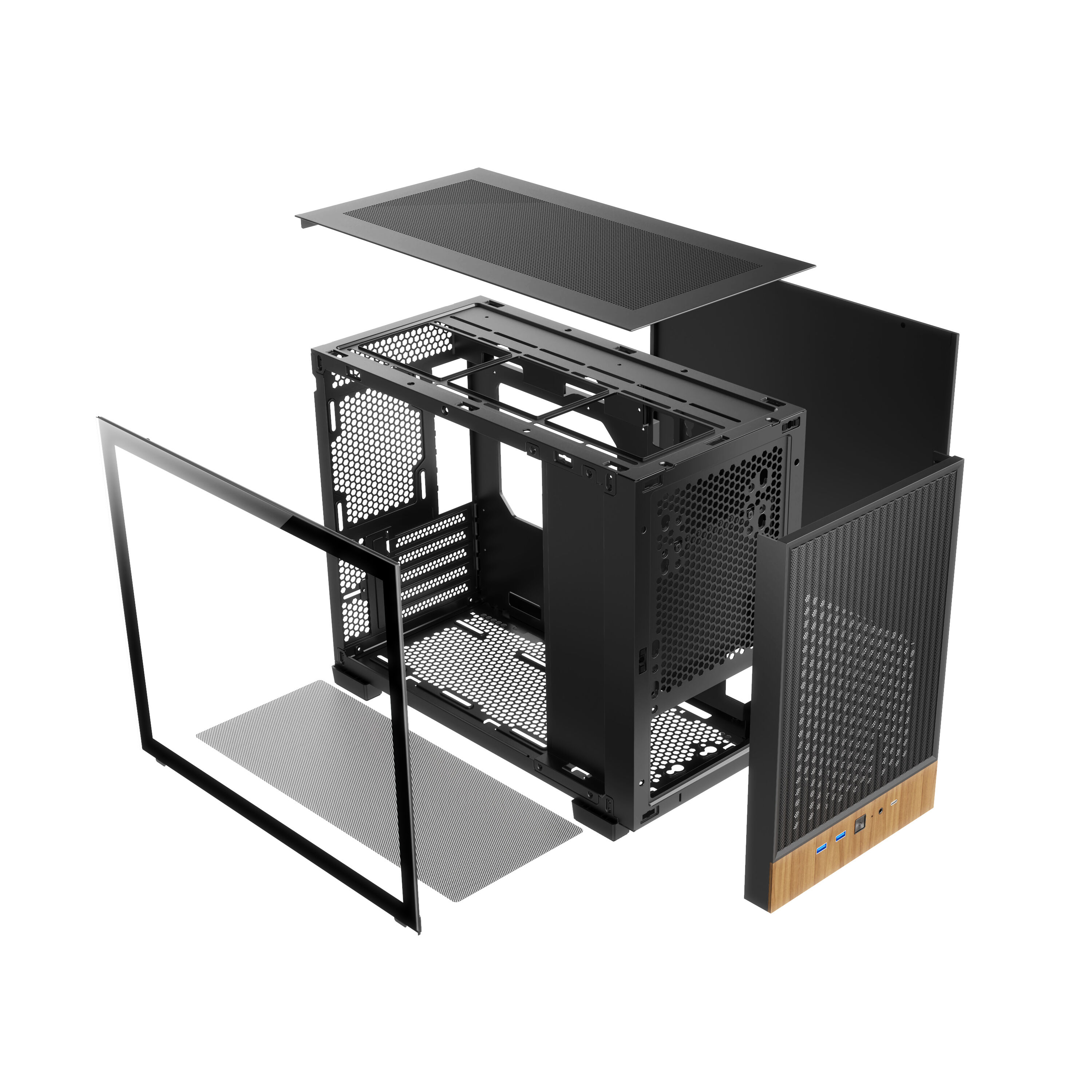 Ruix Matrix Black Micro-atx Gaming Case Mesh Panel Wooden Computer Case ...