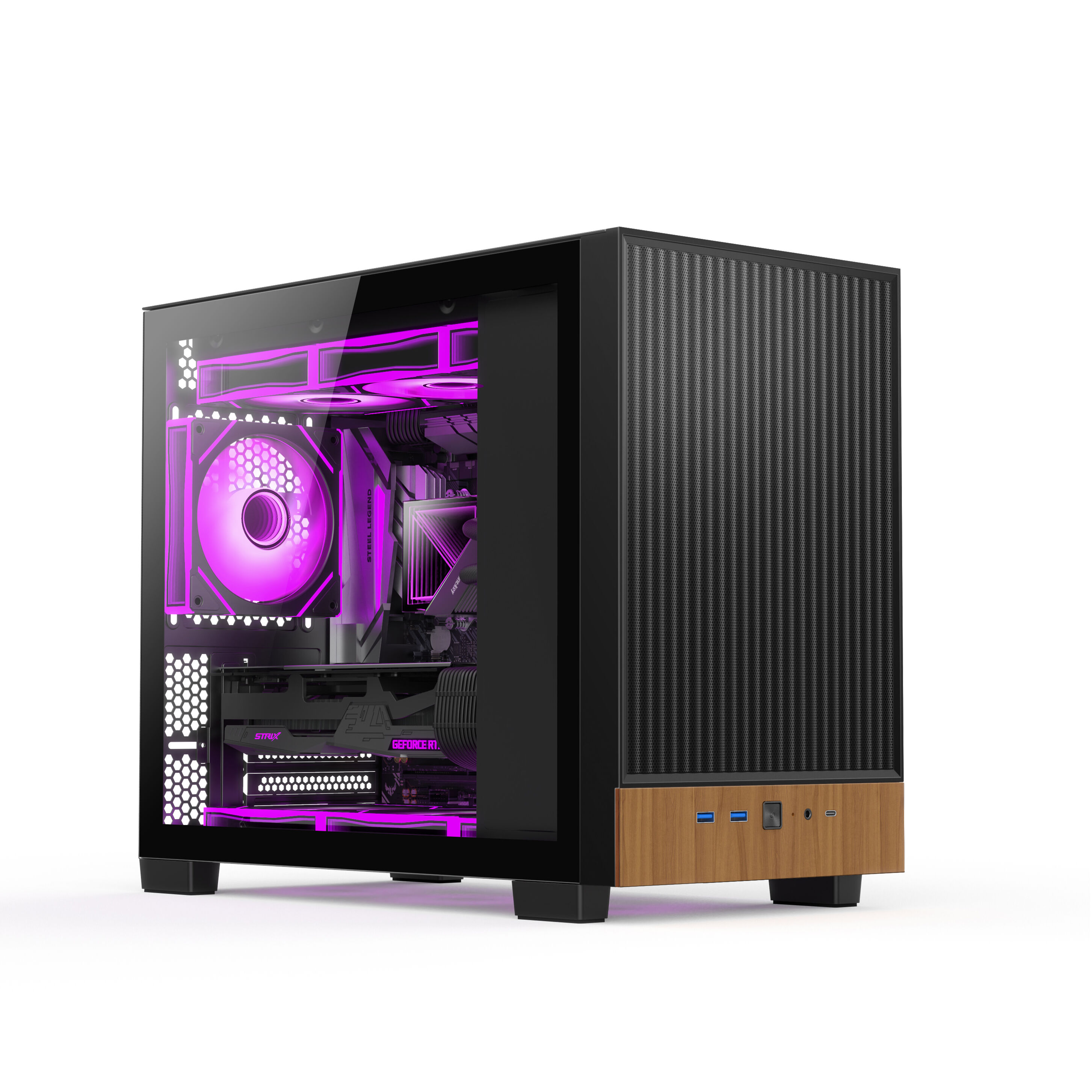 Ruix Matrix Black Micro-atx Gaming Case Mesh Panel Wooden Computer Case ...