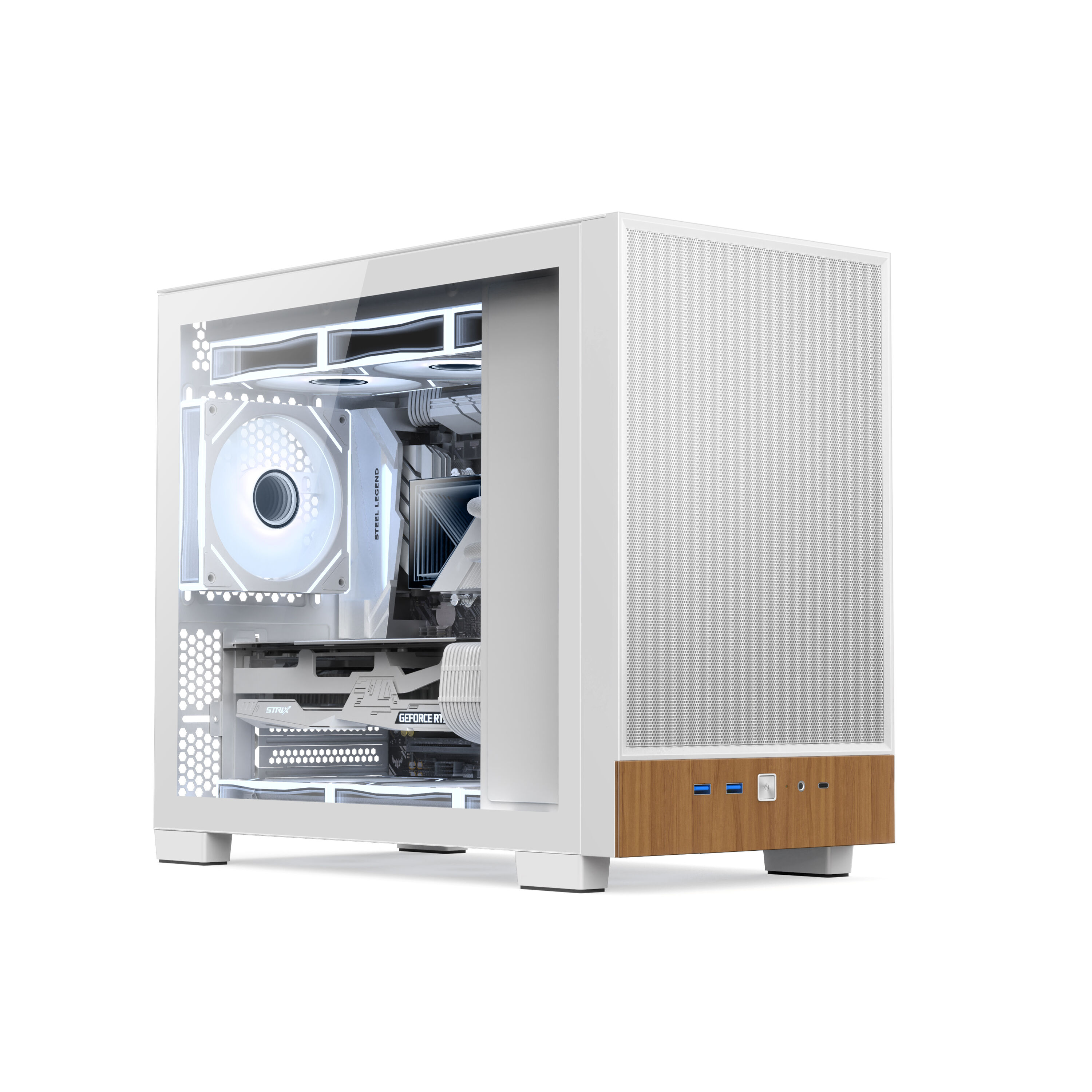 Ruix Matrix White High Airflow Gaming Case Mesh & Wooden Panel Micro ...
