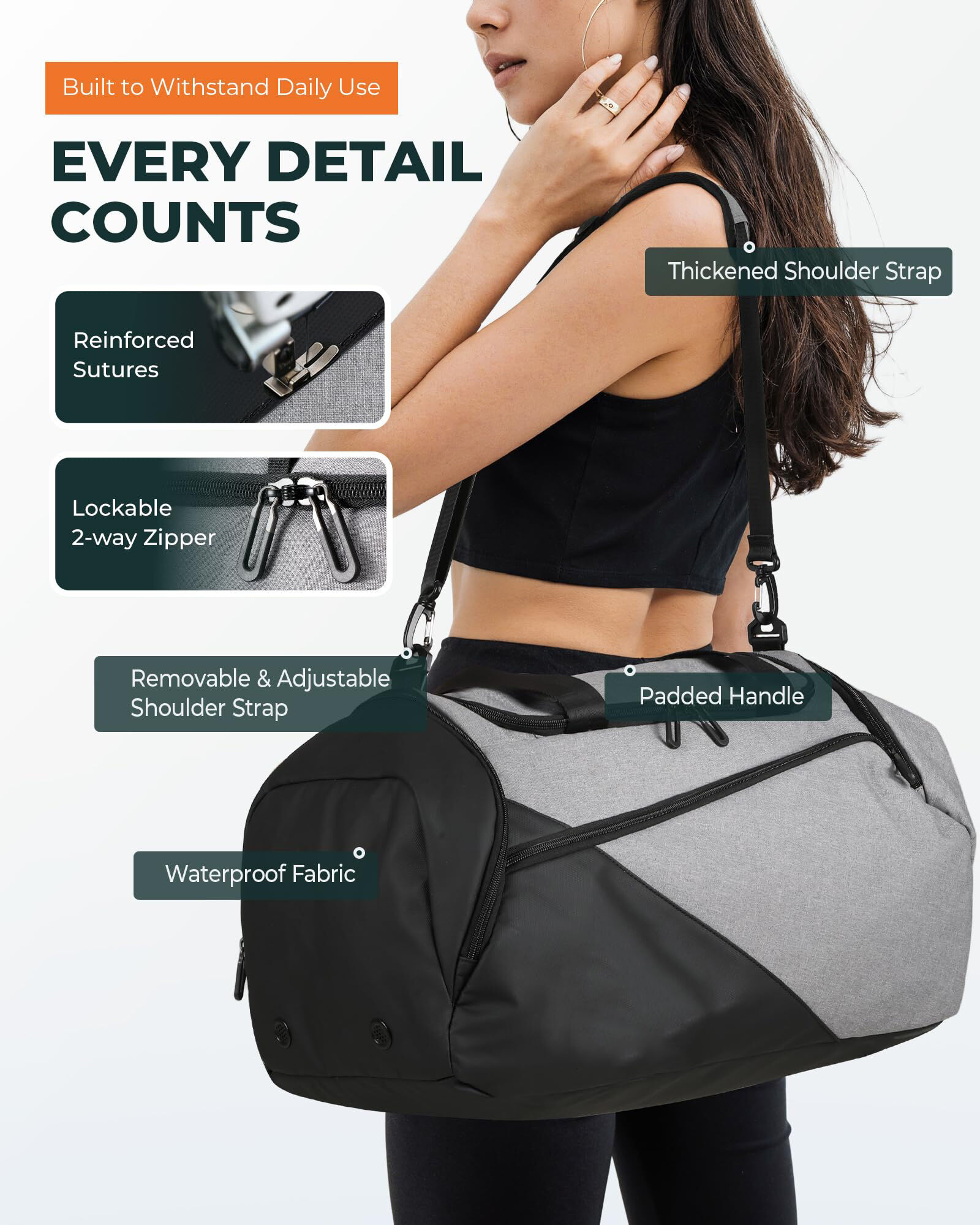 Large Capacity Sports Duffle Bag Shoe Wet Compartment Gym Bag For Men ...