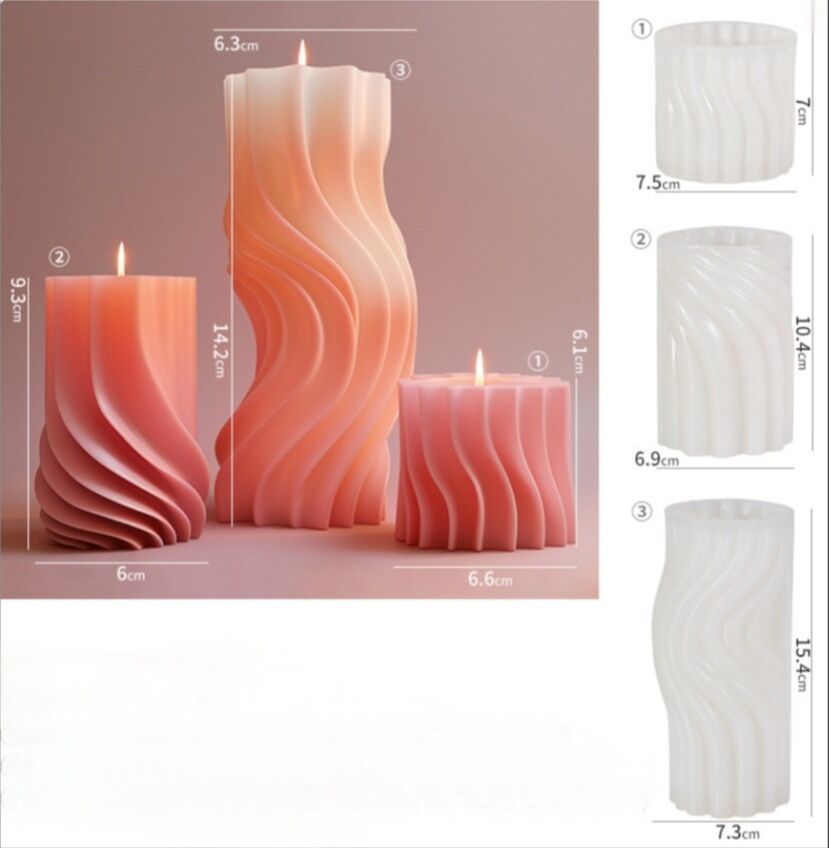 Various Color Wave-shaped Silicone Candle Molds With Beautiful Design ...