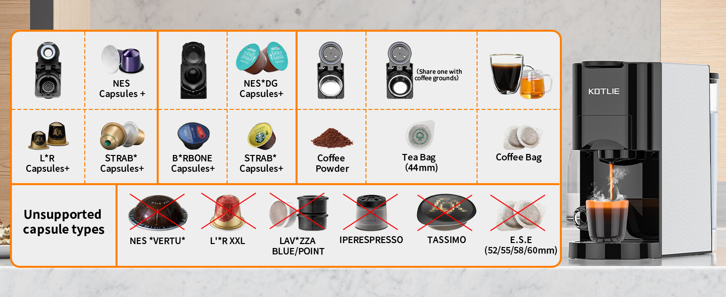 Wholesale Kotlie 4-in-1 Automatic Multi Capsule Espresso Coffee Machine ...
