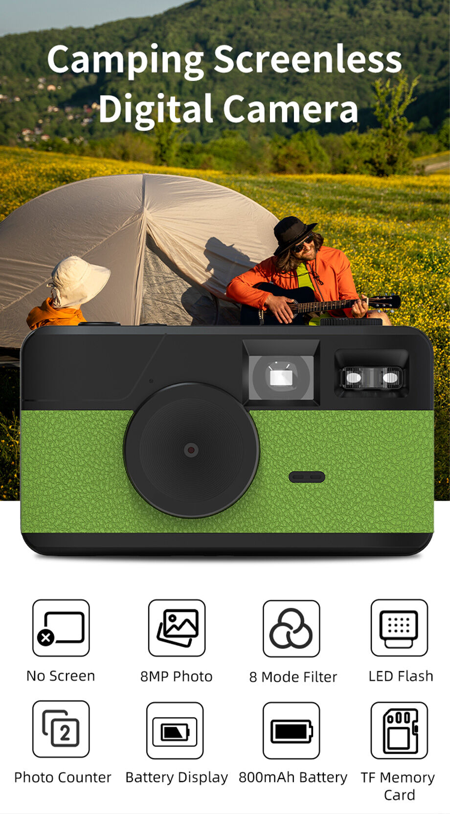 Retro Vintage Screenless Digital Camera Screen-free 8 Mode Filters ...