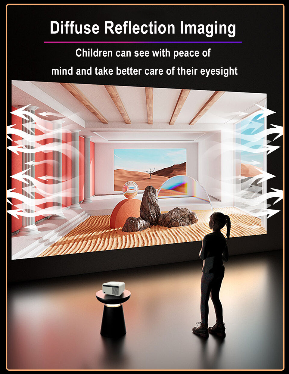 Real 1500 Ansi 4k Video Projector Mirror Screen Smart Android 12 Movie ...