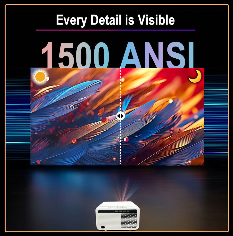 Real 1500 Ansi 4k Video Projector Mirror Screen Smart Android 12 Movie ...