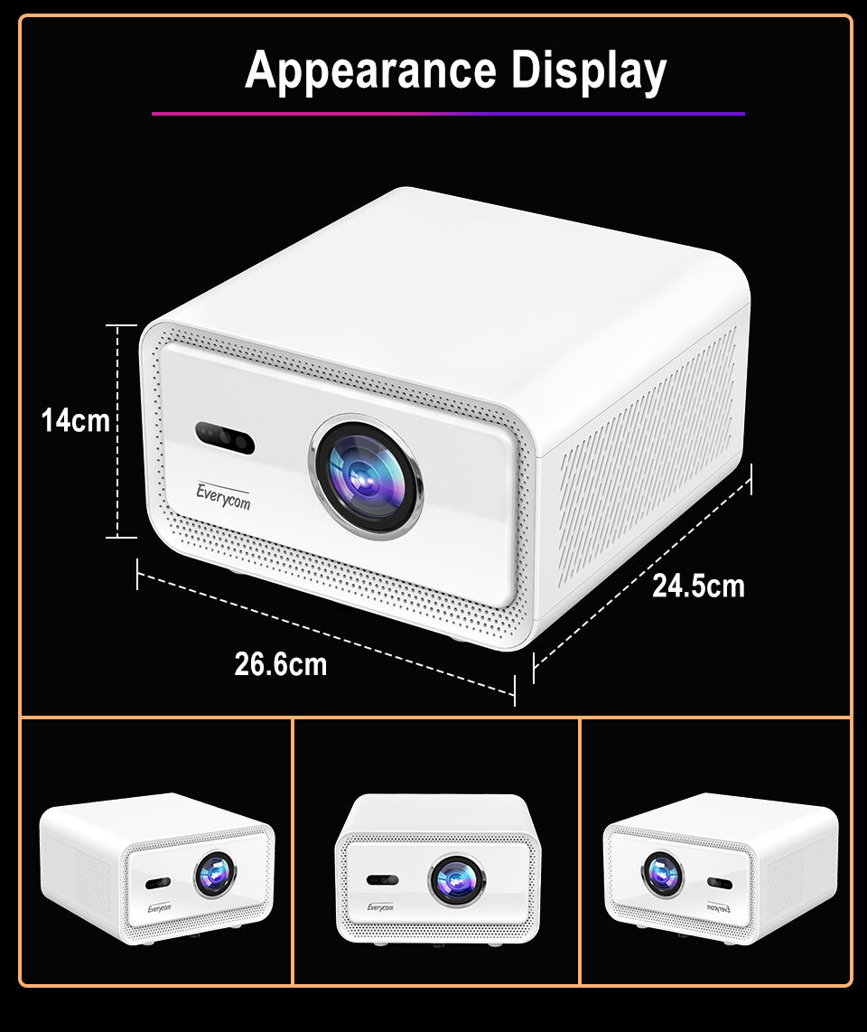 Real 1500 Ansi 4k Video Projector Mirror Screen Smart Android 12 Movie ...