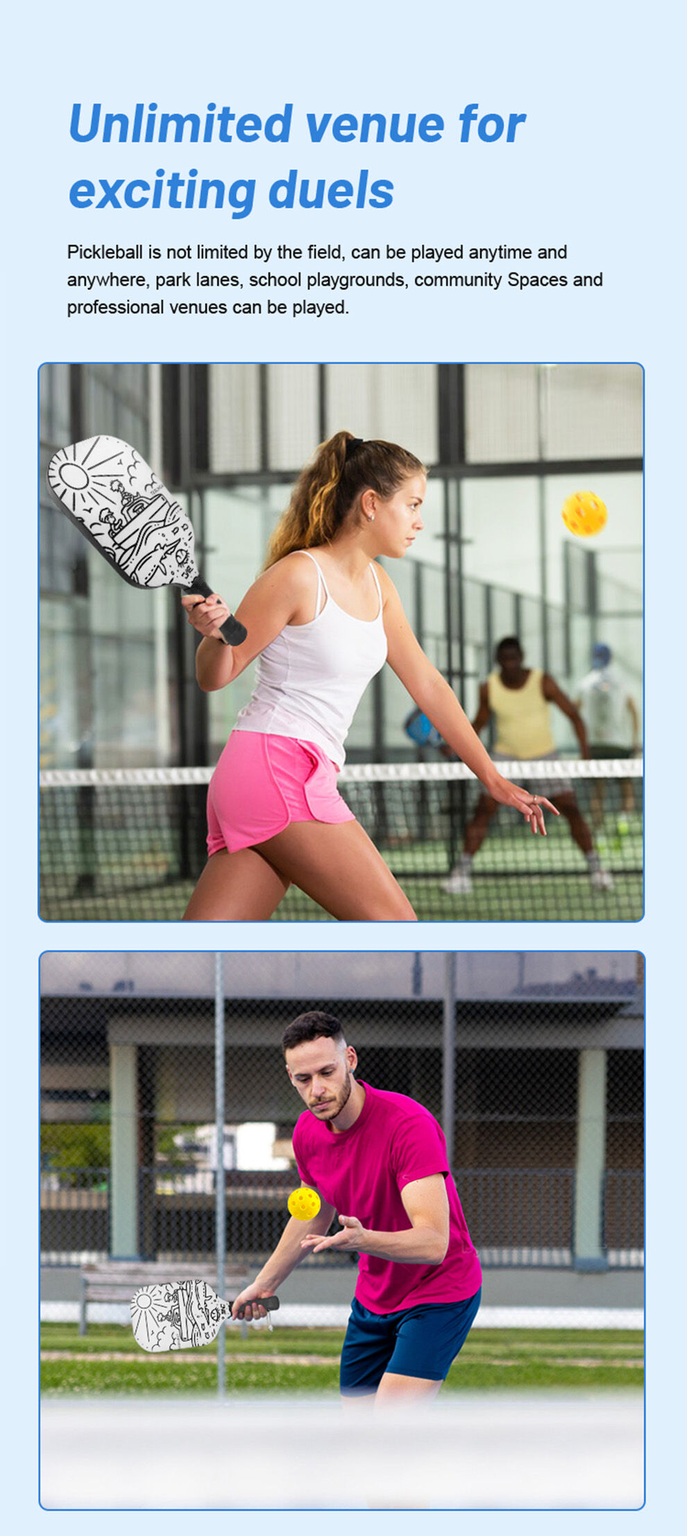 Factory Price Glass Fiber Pickleball Paddle Set, With Frameless Design ...