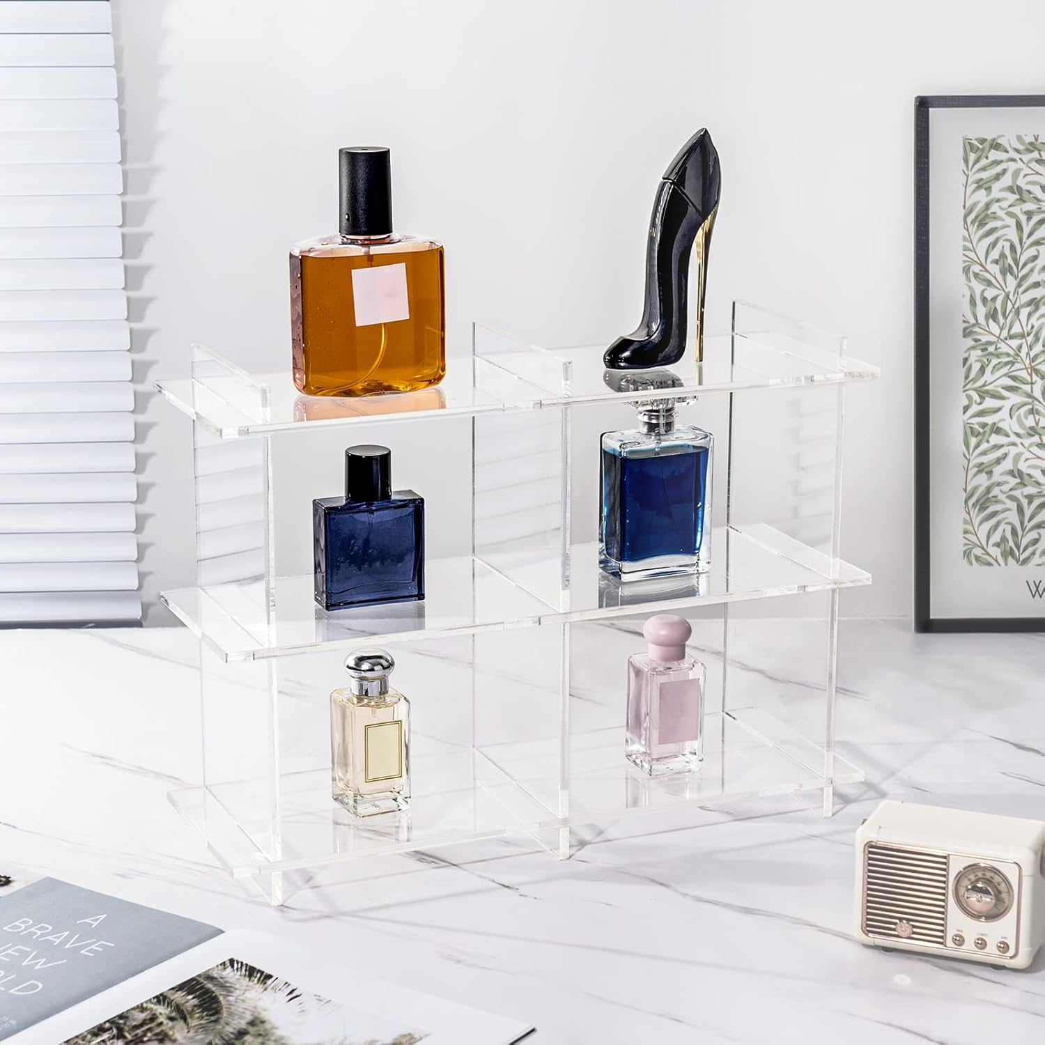 3-tier Acrylic Tabletop Display Shelf, Modern Clear Display Stand ...