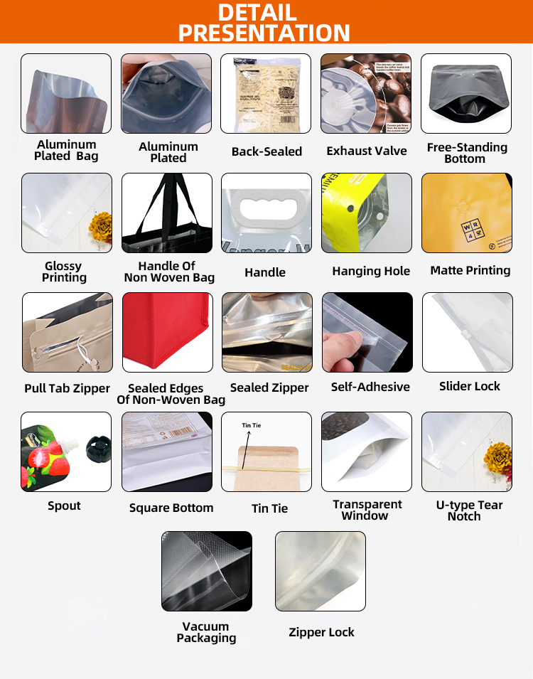 Custom Heat Seal Portable Packet Food Grade Stand Up Pouch 8-side Paper ...