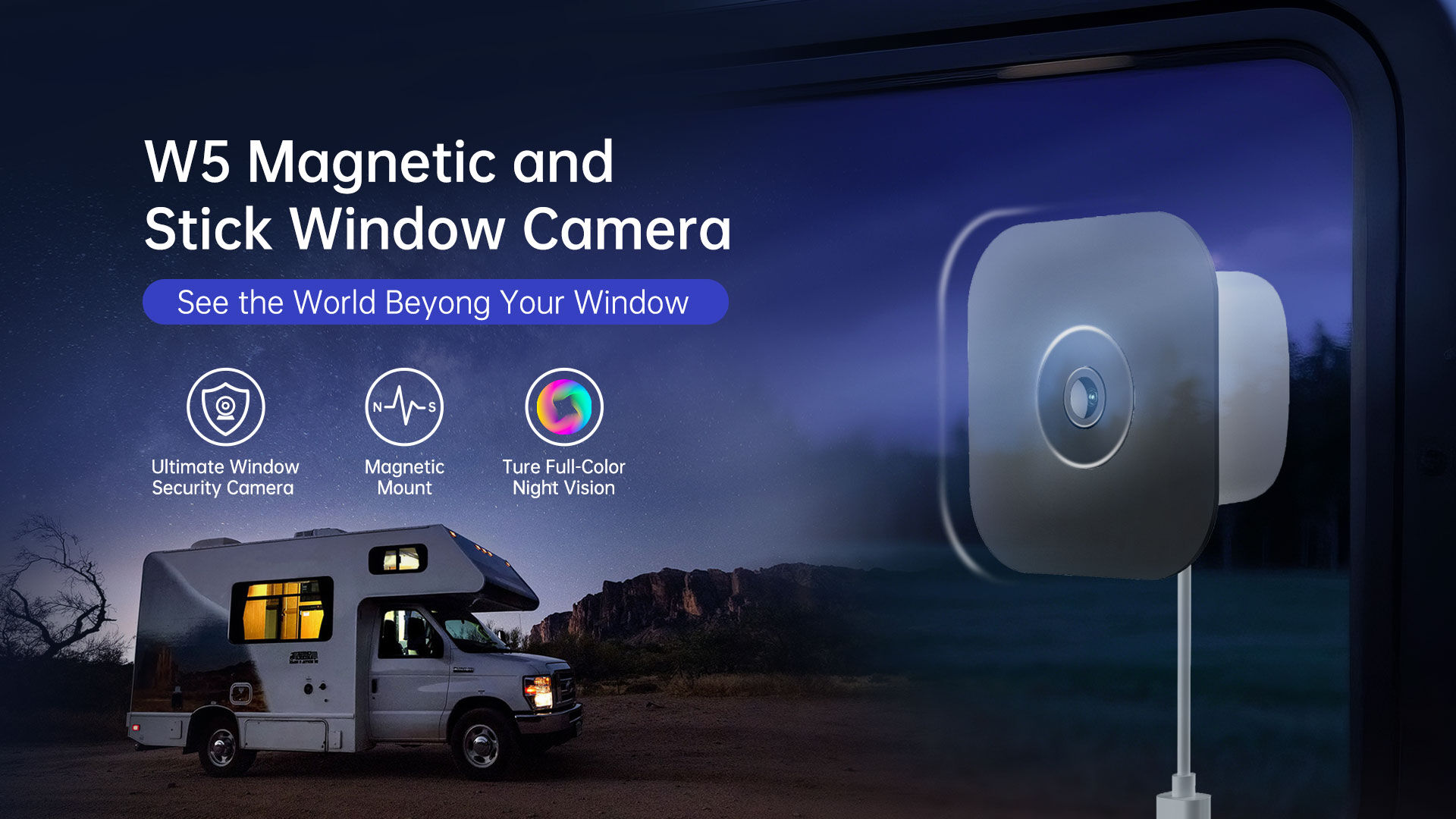 W5 Window Camera With Magnetic Base, Ip65 Weatherproof Rating, And ...