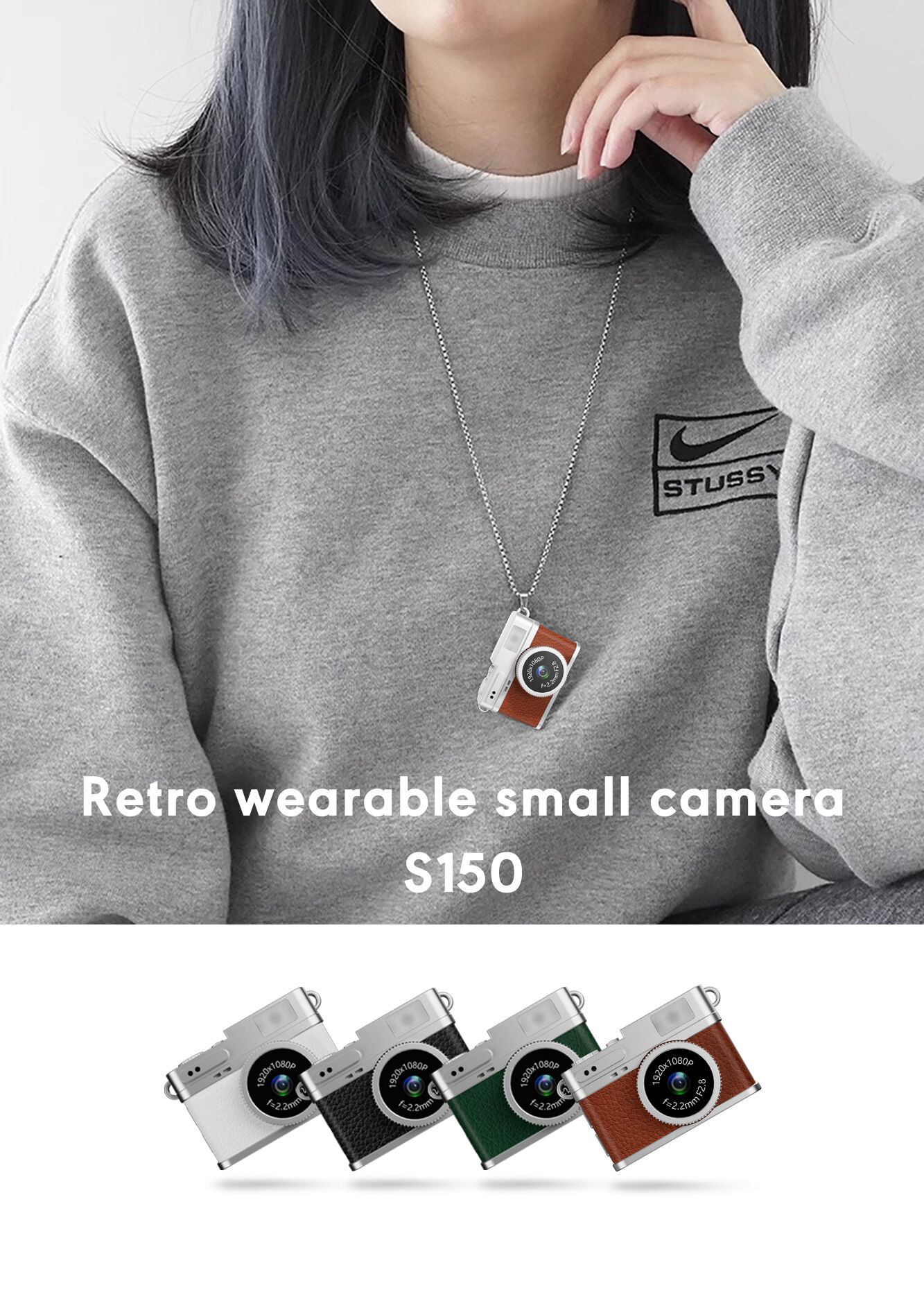 0.96" Retro Wearable Camera 1080p Resolution Ips Screen 180mah Battery ...