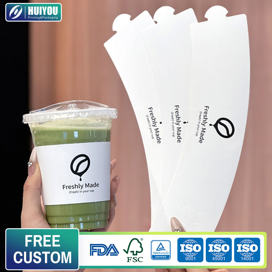 Cup Sleeve Custom Printed White Cardboard Coffee Plastic Cup Sleeves ...