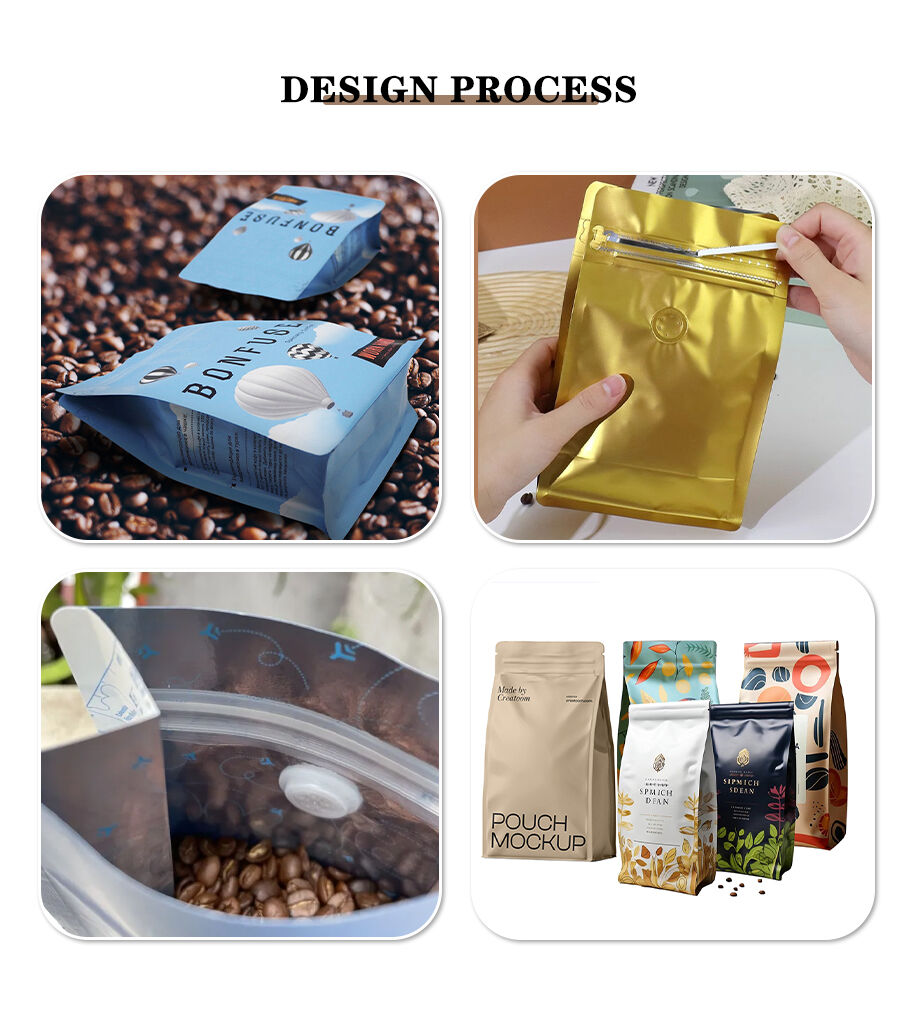 Eco-friendly Eight Sided Sealing Flat Bottom Bags Blank Kraft Paper ...