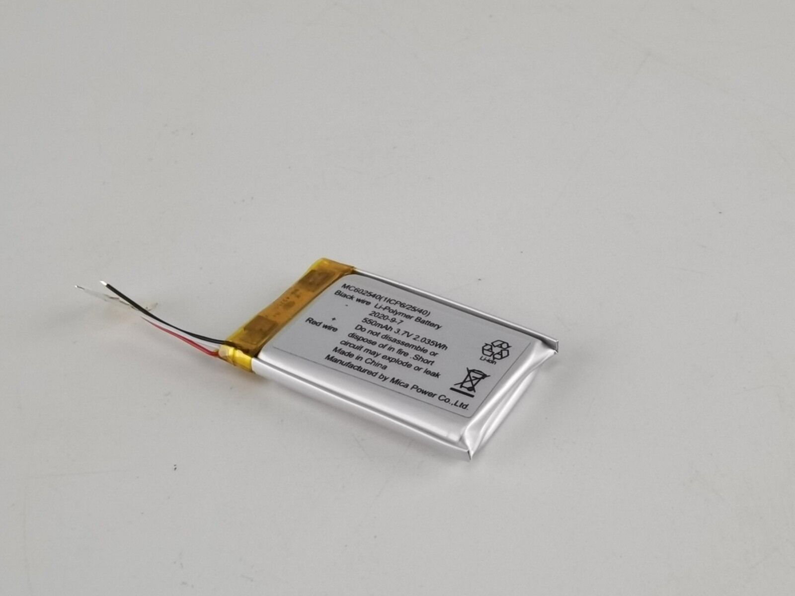 Mica Rechargeable 3.7v 550mah Lithium Polymer Battery 602540 Li Polymer ...