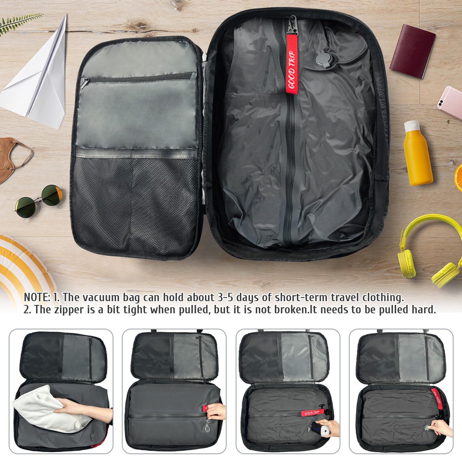 Detachable Air Bag,60l Vacuum Backpack Travel With Usb Charging Port ...