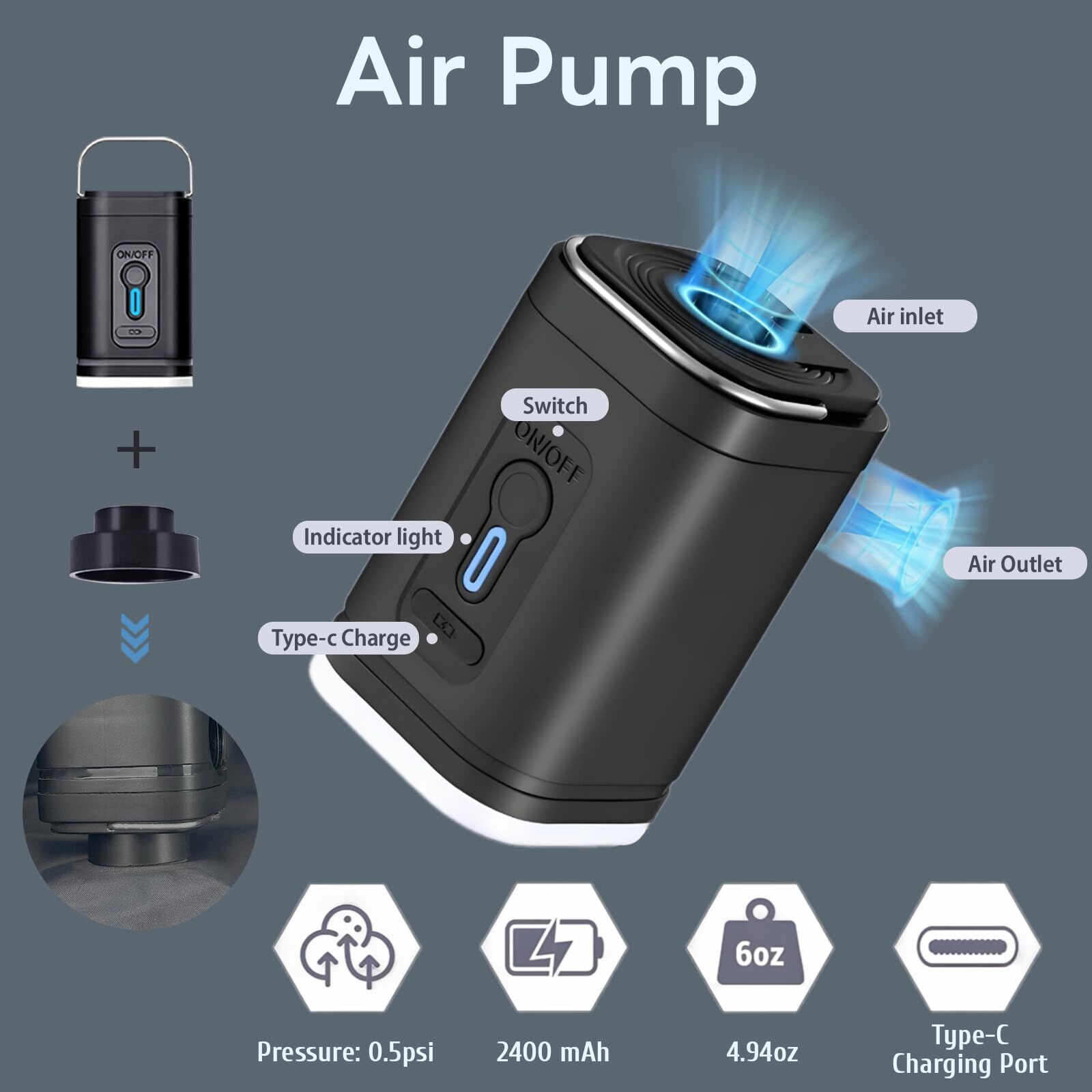 Detachable Air Bag,60l Vacuum Backpack Travel With Usb Charging Port ...