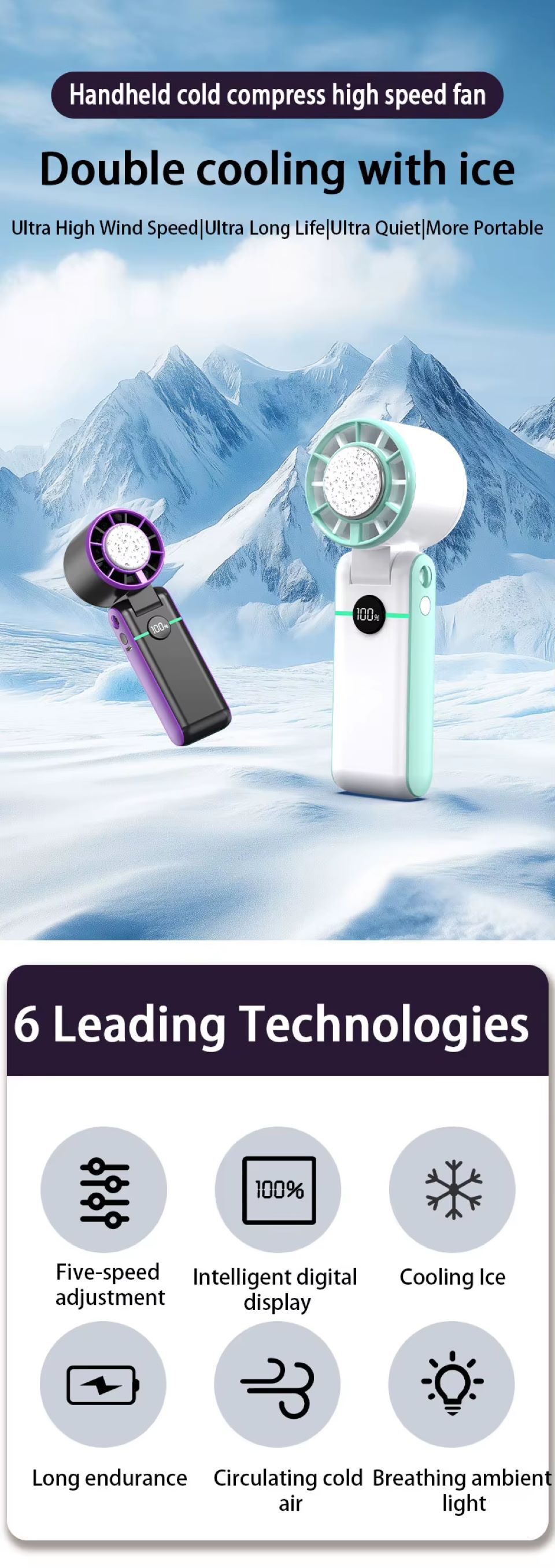 Portable Rechargeable 4000mah Battery Mini Handheld Ice Air High Speed ...