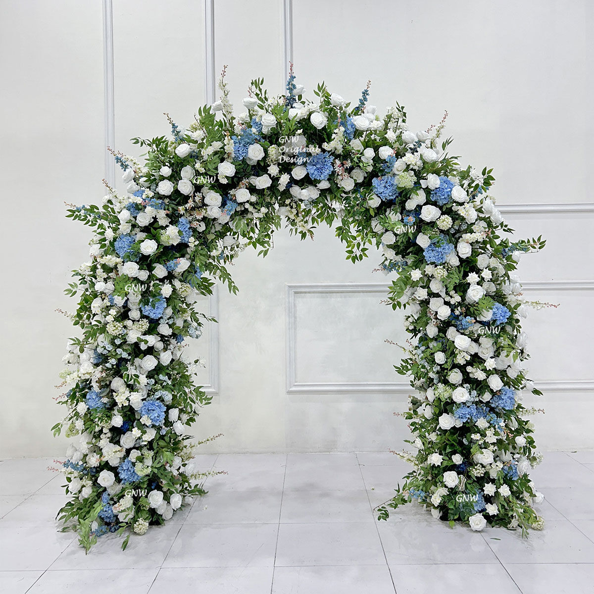 Gnw Popular Summer Wedding Design Blue Green Artificial Flower Arch For ...