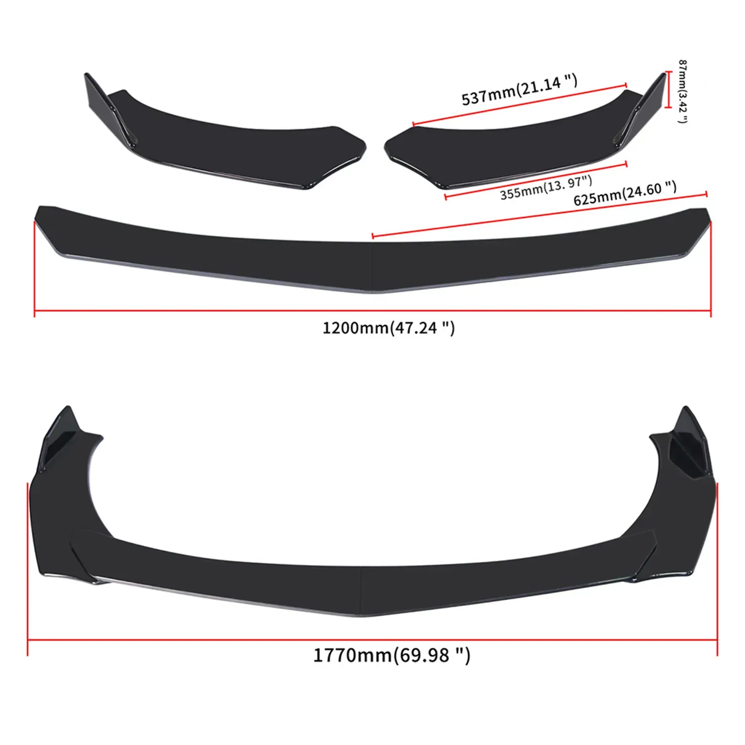 Body Kits Front Bumper Chin Lip Universal Car Modification Three ...