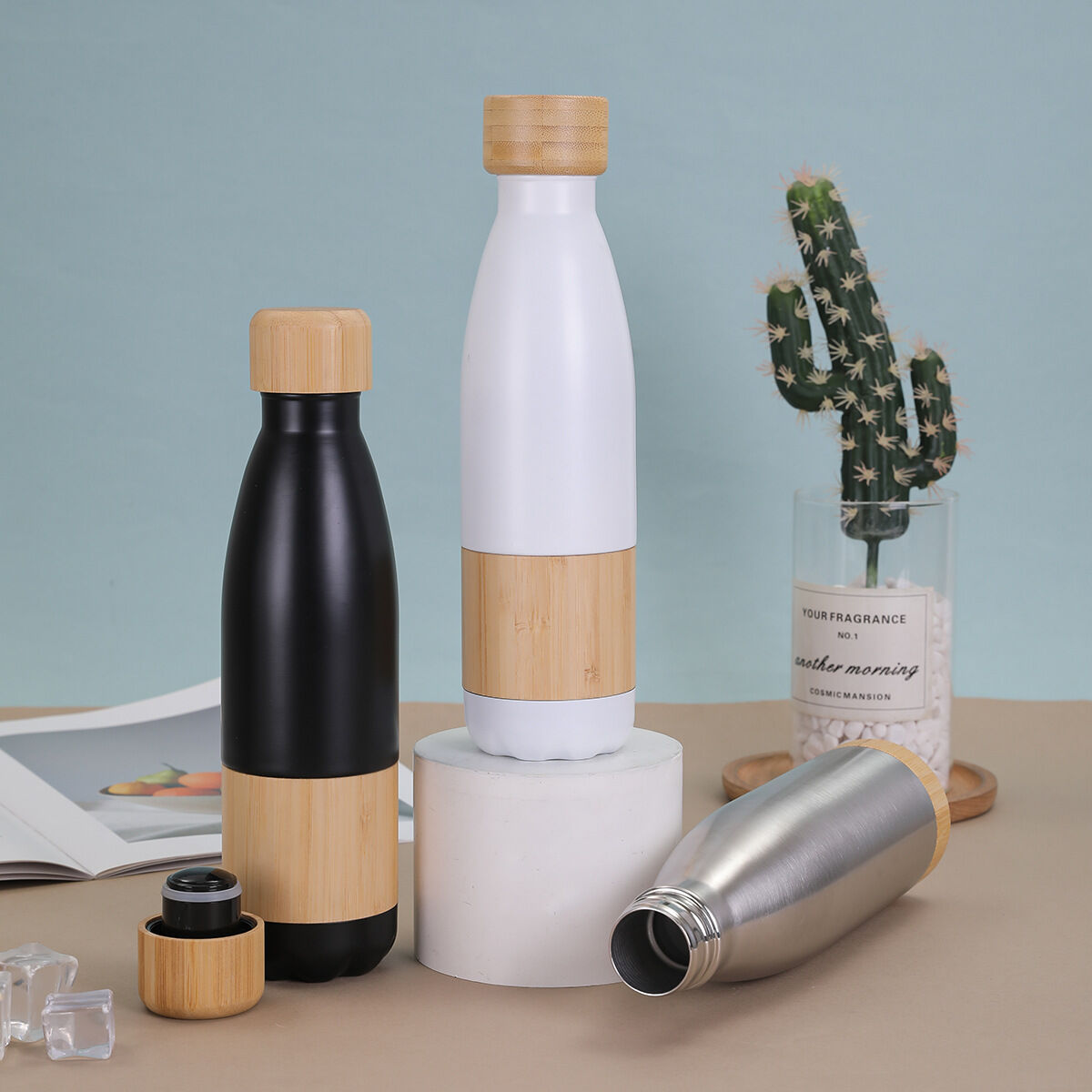 Ome Bottle With Bamboo Bottom And Bamboo Cover 304 Stainless Steel ...