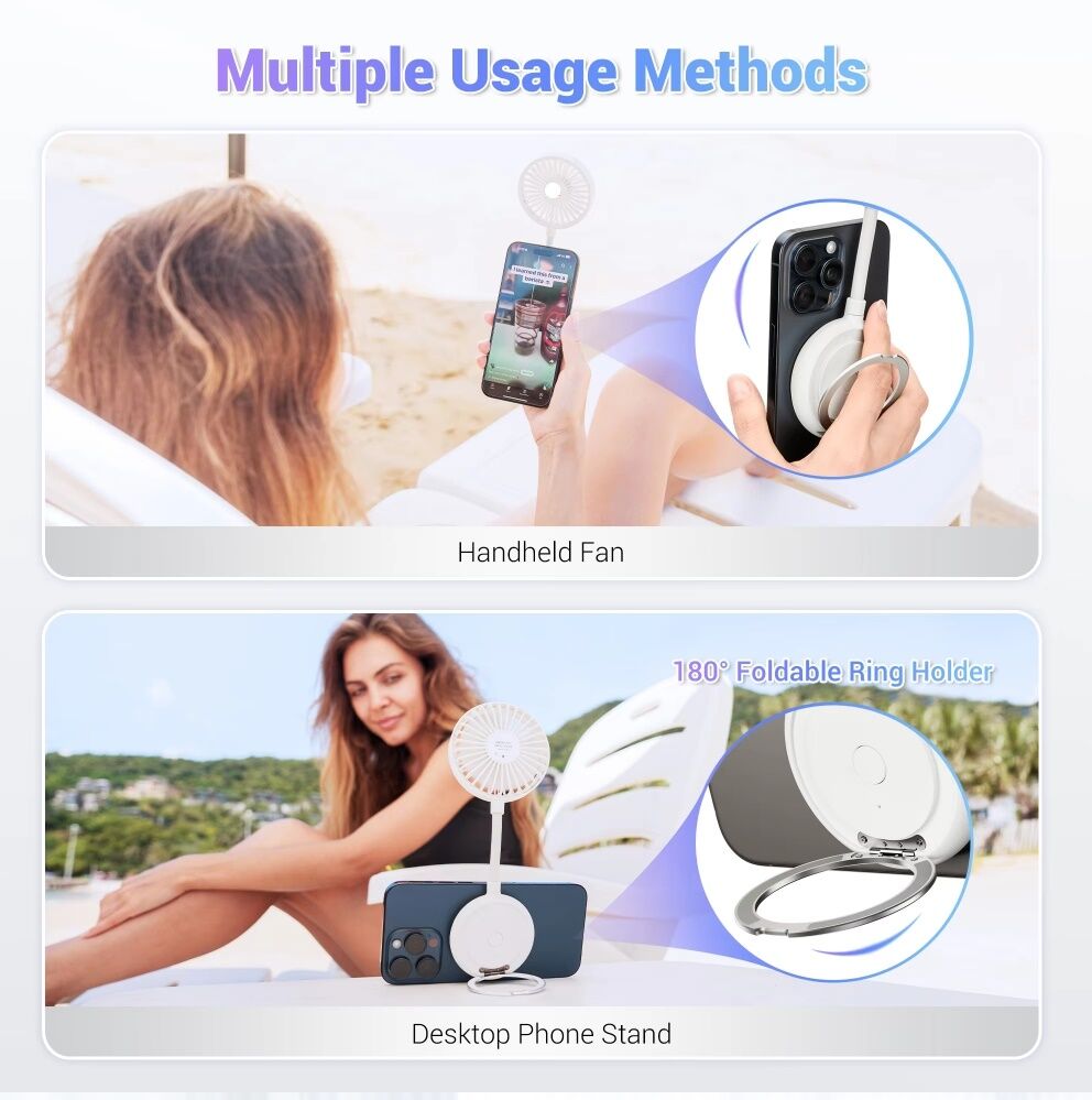 Magnetic Cell Phone Fan,3 Speeds Mini Personal Fan With Flexible Angle ...