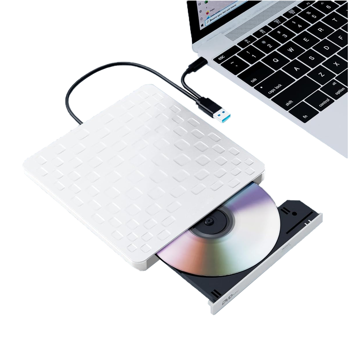 External Dvd/cd +/-rw Rom Reader Player Burner Writer Drive Usb A And ...