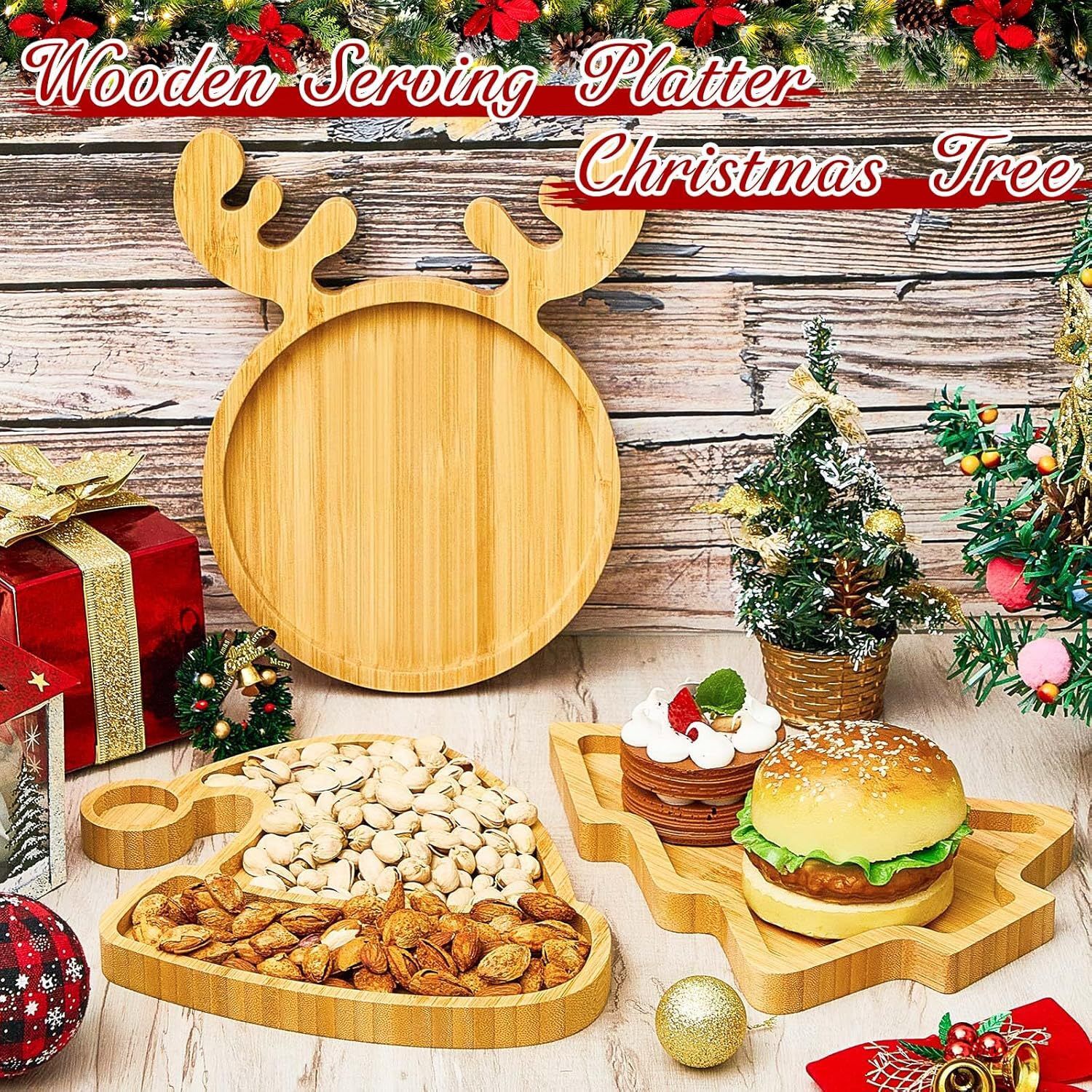 Bamboo Wood Tray Christmas Party Serving Platter For Fruits Snacks ...