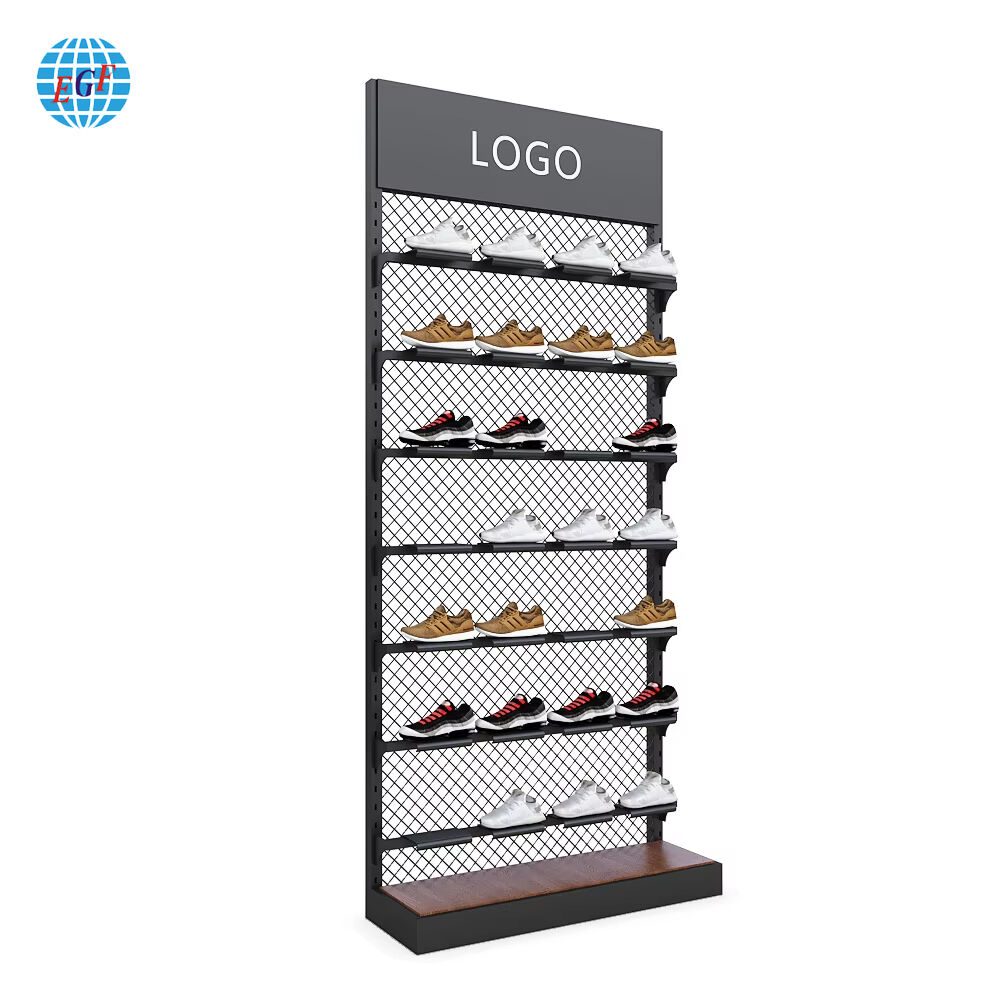 Customized Structure Retail Casual Store Fixtures Metal Black 7 Tiers ...