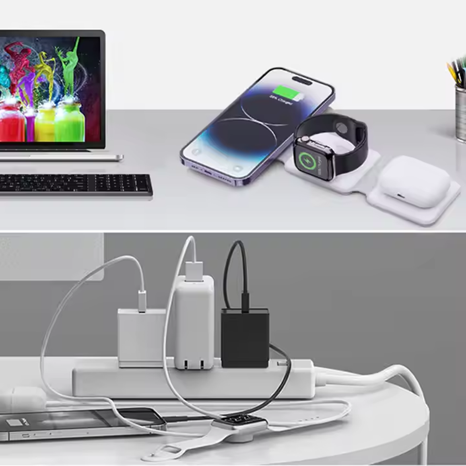 Multifunction Magnetic 3 In 1 Foldable 15w Wireless Charger Fast ...