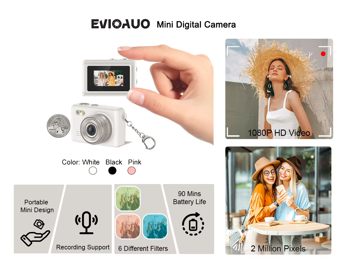 Mini Digital Camera Keychain With Loop Recording, Compact Portable ...
