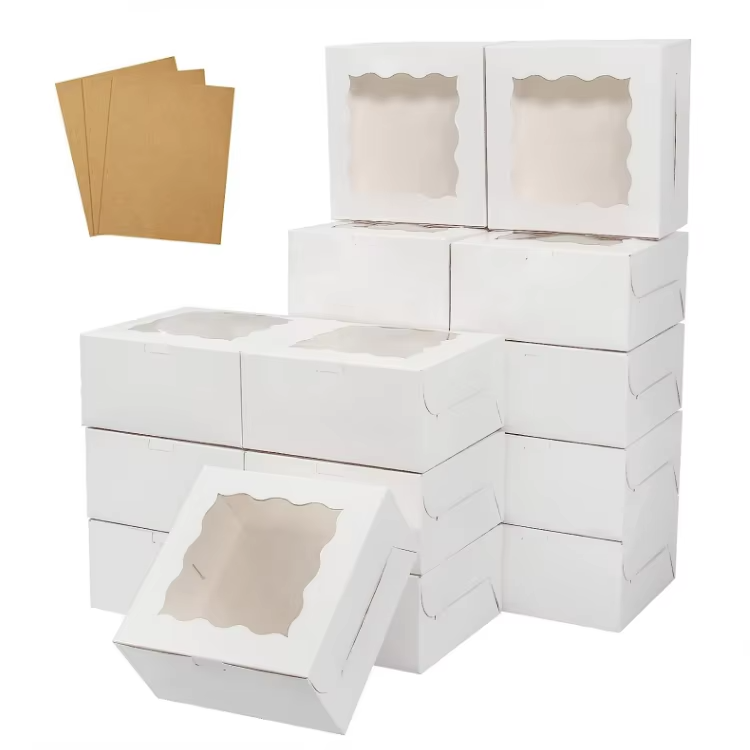Bakery Boxes With Window,white Paperboard Treat Boxes For Cookies ...