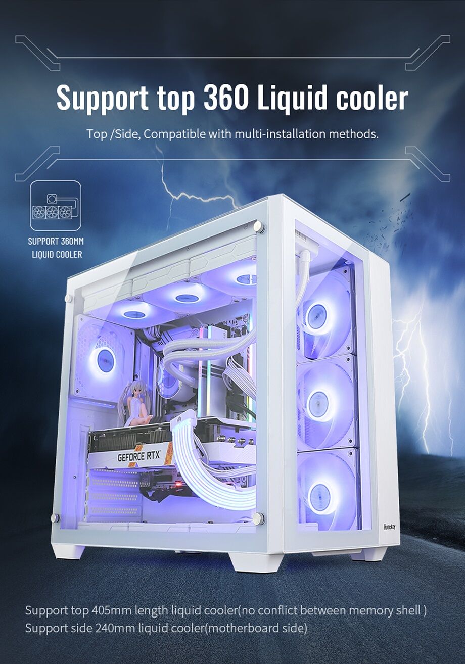 Factory Direct High Quality China Wholesale Huntkey S980 Tornado Panoramic Glass Full View 360mm ...