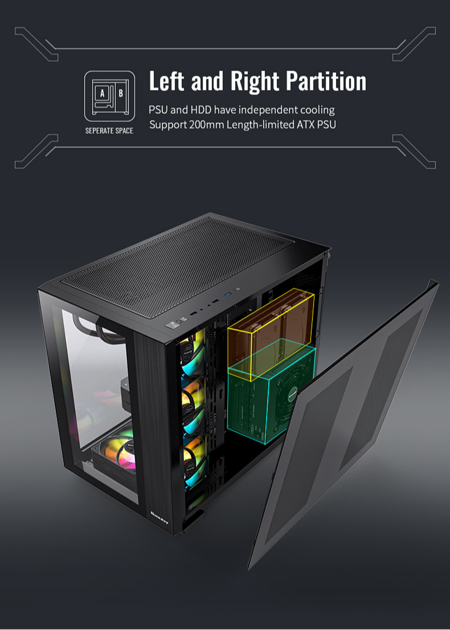 Factory Direct High Quality China Wholesale Huntkey S980 Tornado Panoramic Glass Full View 360mm ...