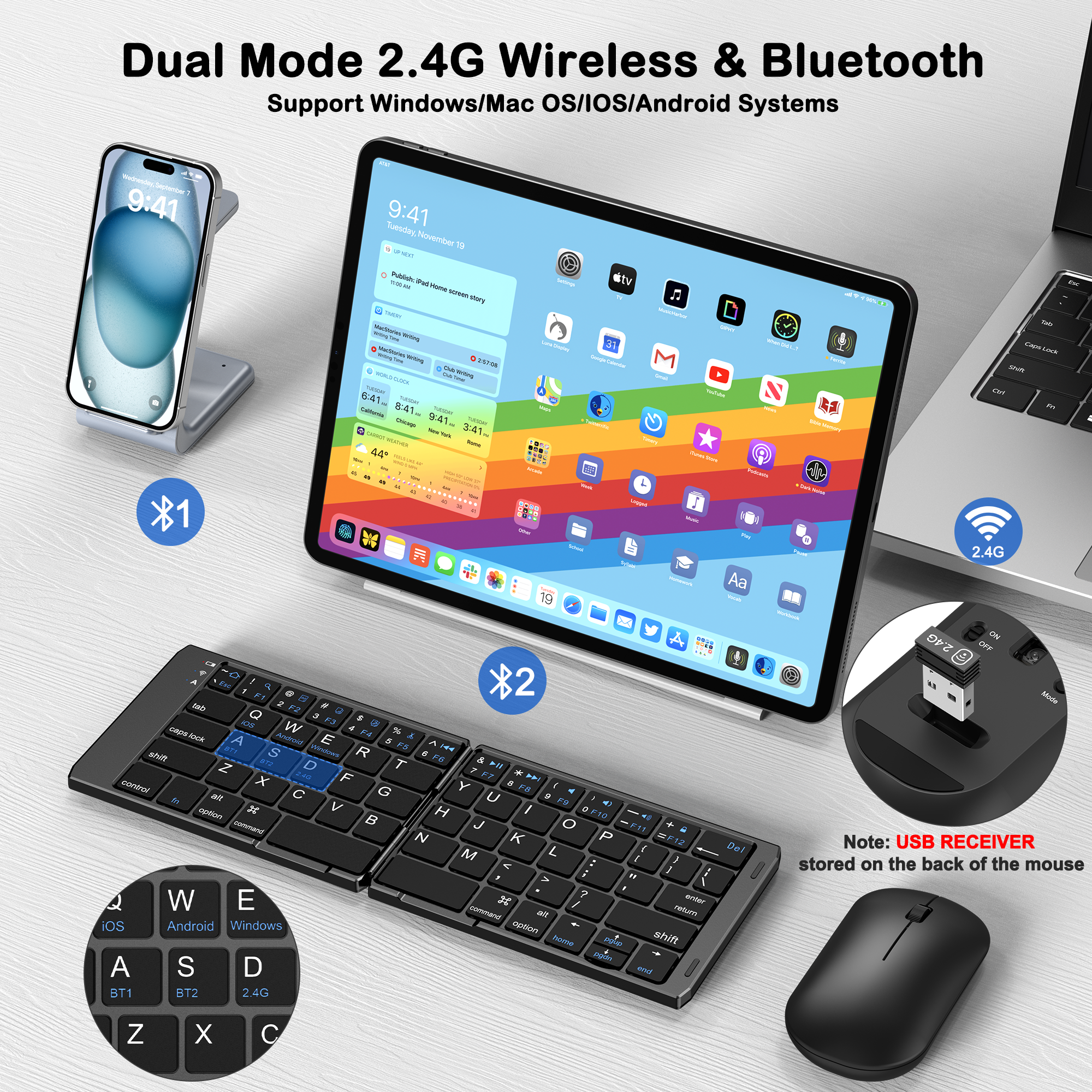 Bulk Buy China Wholesale 2.4g Wireless Bluetooth Foldable Keyboard And ...