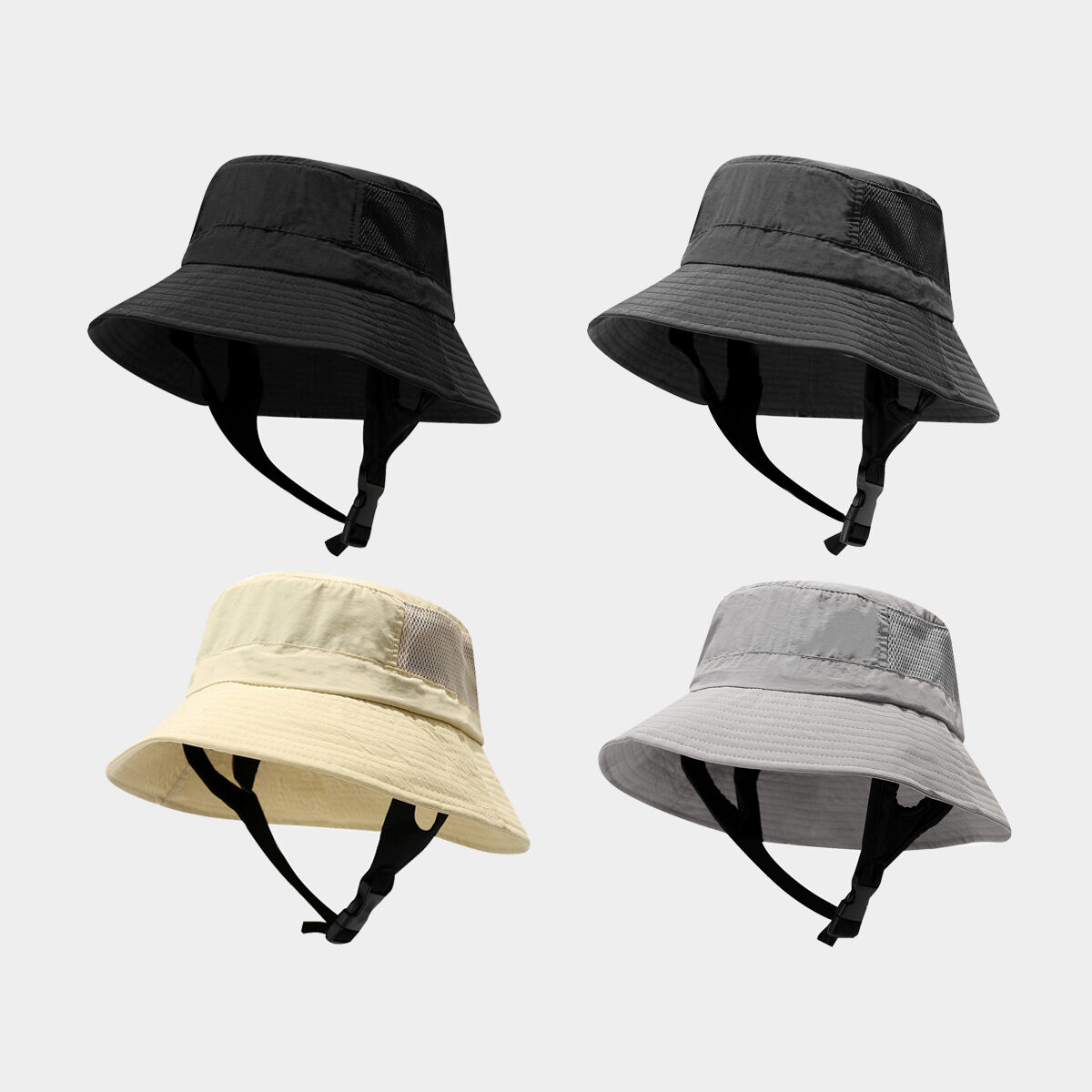 Customized Logo Nylon Breathable Mesh Bucket Hats With Safe Lock Fasten ...