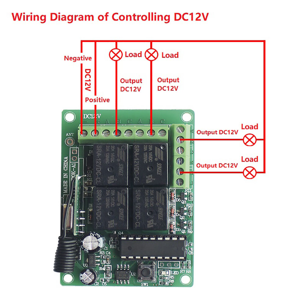 433.92mhz Dc12v/24v Wireless 4ch Rolling Code Gate Motor Controller ...