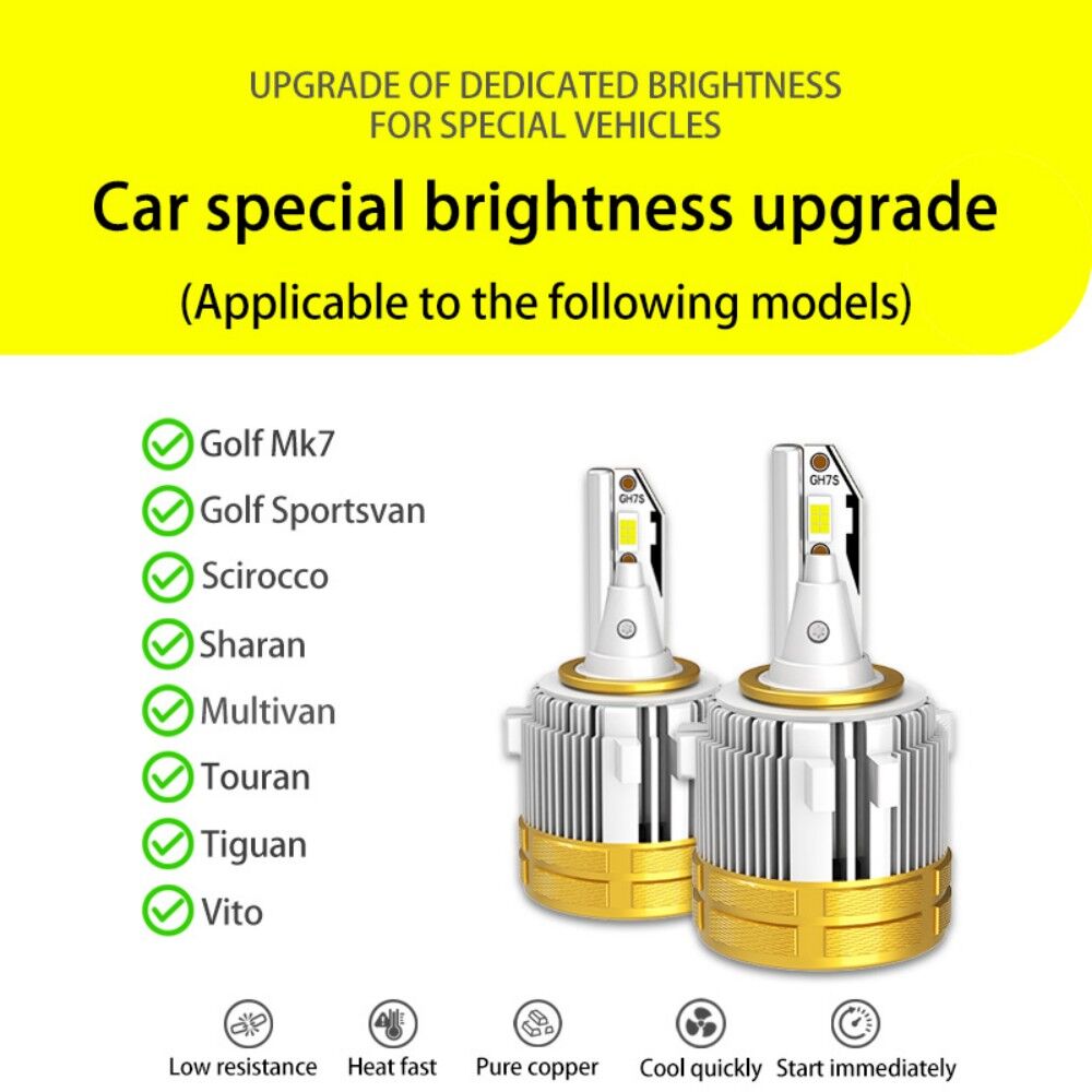 Golf Mk7 Headlight Bulb H7 Led Canbus 130w 12v 6000k White Brightness ...