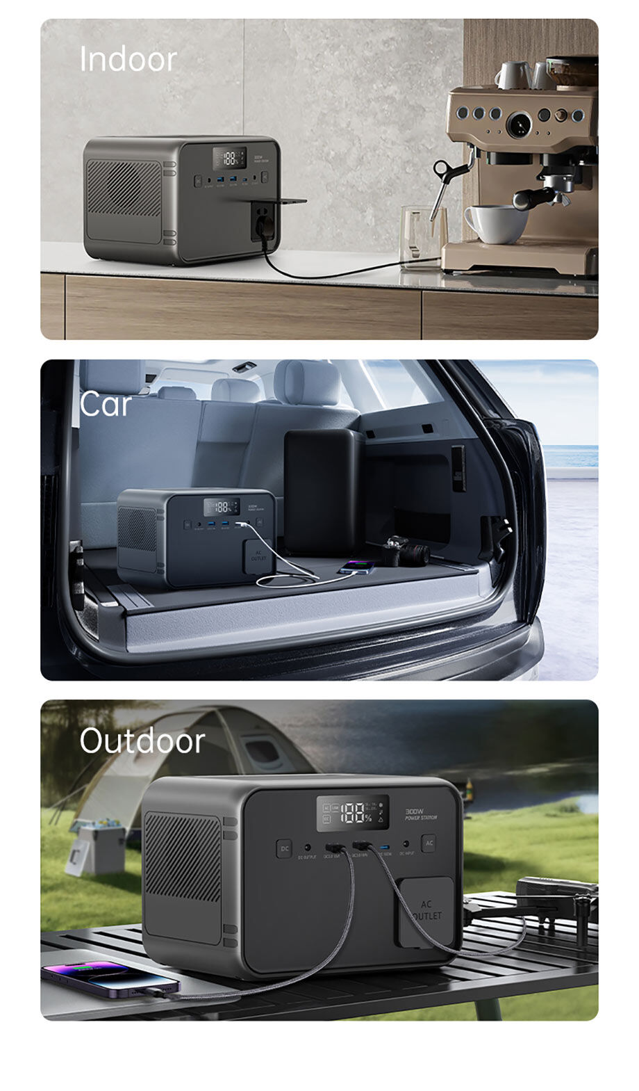 300 Watt Solar Generator 220v Electric Mobile Backup Outdoor Camping ...